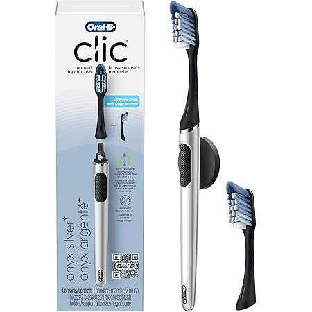 Oral-B Clic Toothbrush, Chrome Black, with 1 Bonus Replacement Brush ...