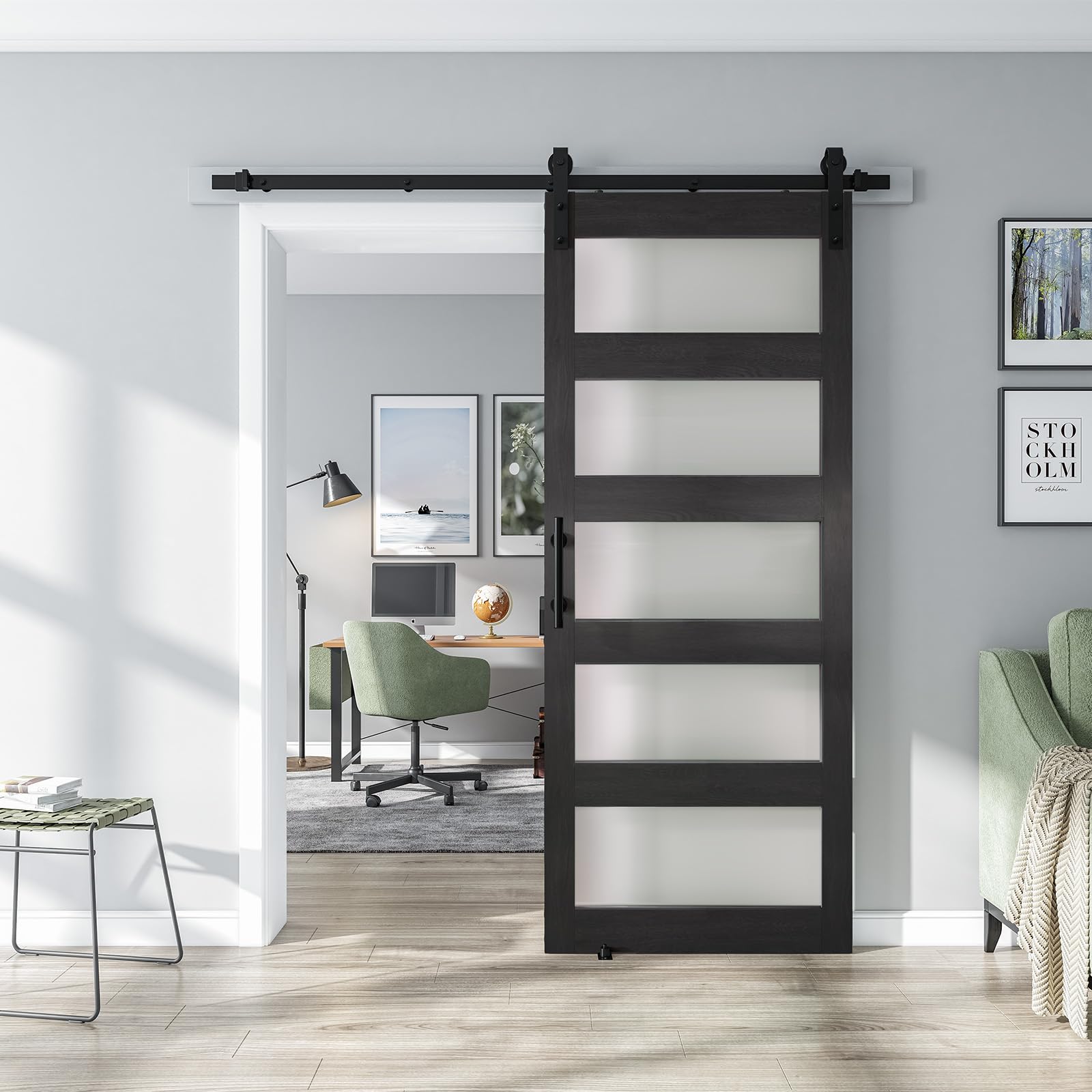 Amazon.com: ALAMEDADT 34'' x 84'' Glass Barn Door and 6 Ft Hardware Kit ...