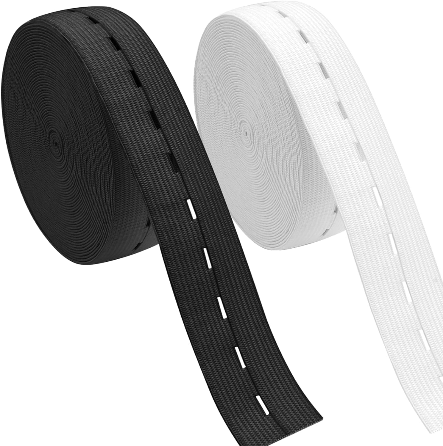 2 Rolls Buttonhole Elastic 14m, 30mm in Width, Black and White Elastic ...