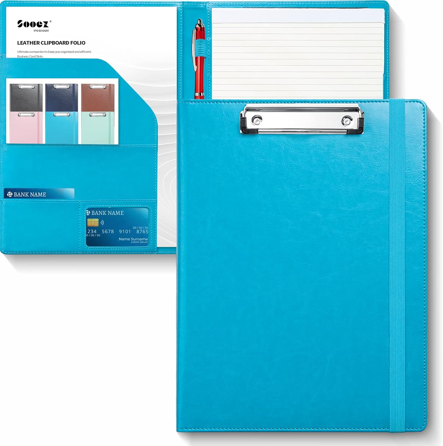 Amazon.com : Sooez Padfolio Clipboard, Portfolio Organizer with Notepad ...