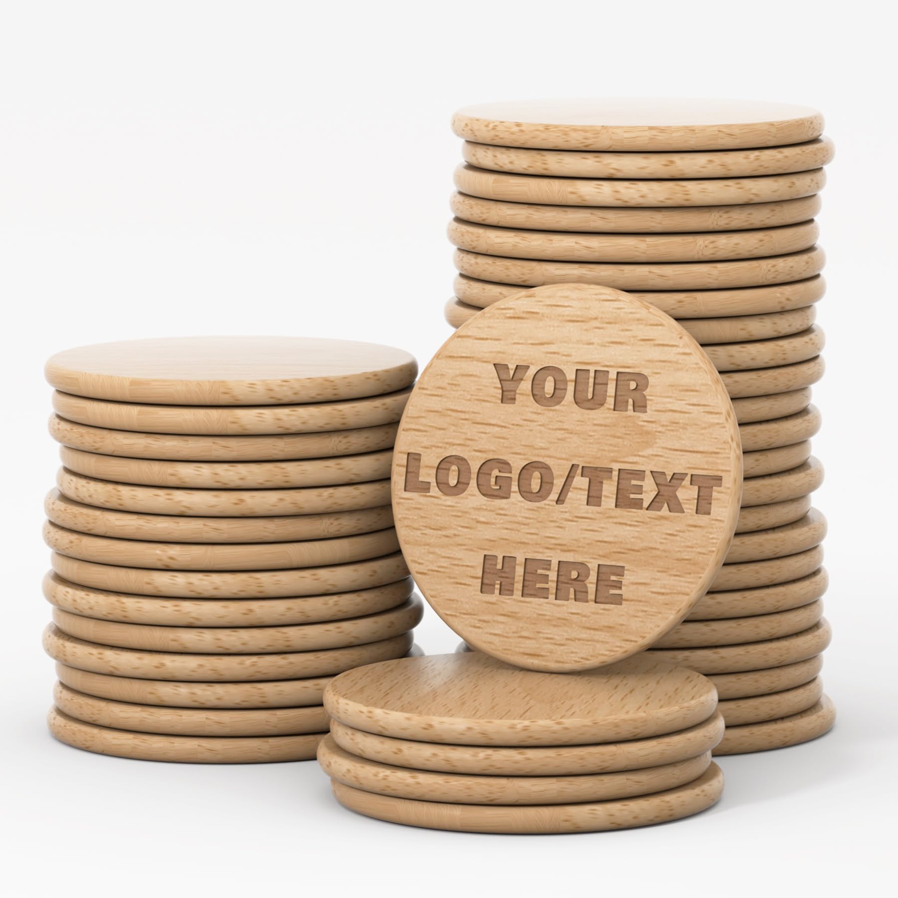 Amazon.com: Shueewago 25Pcs Custom Round Wooden Tokens,Wooden Coins for Personalized Logo Text ...