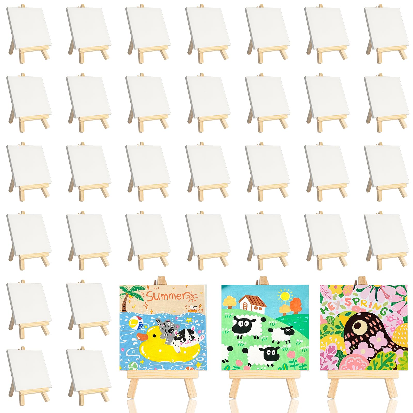Amazon.com: Mini Canvases with Easel Sets 32 Pack, Small Painting ...