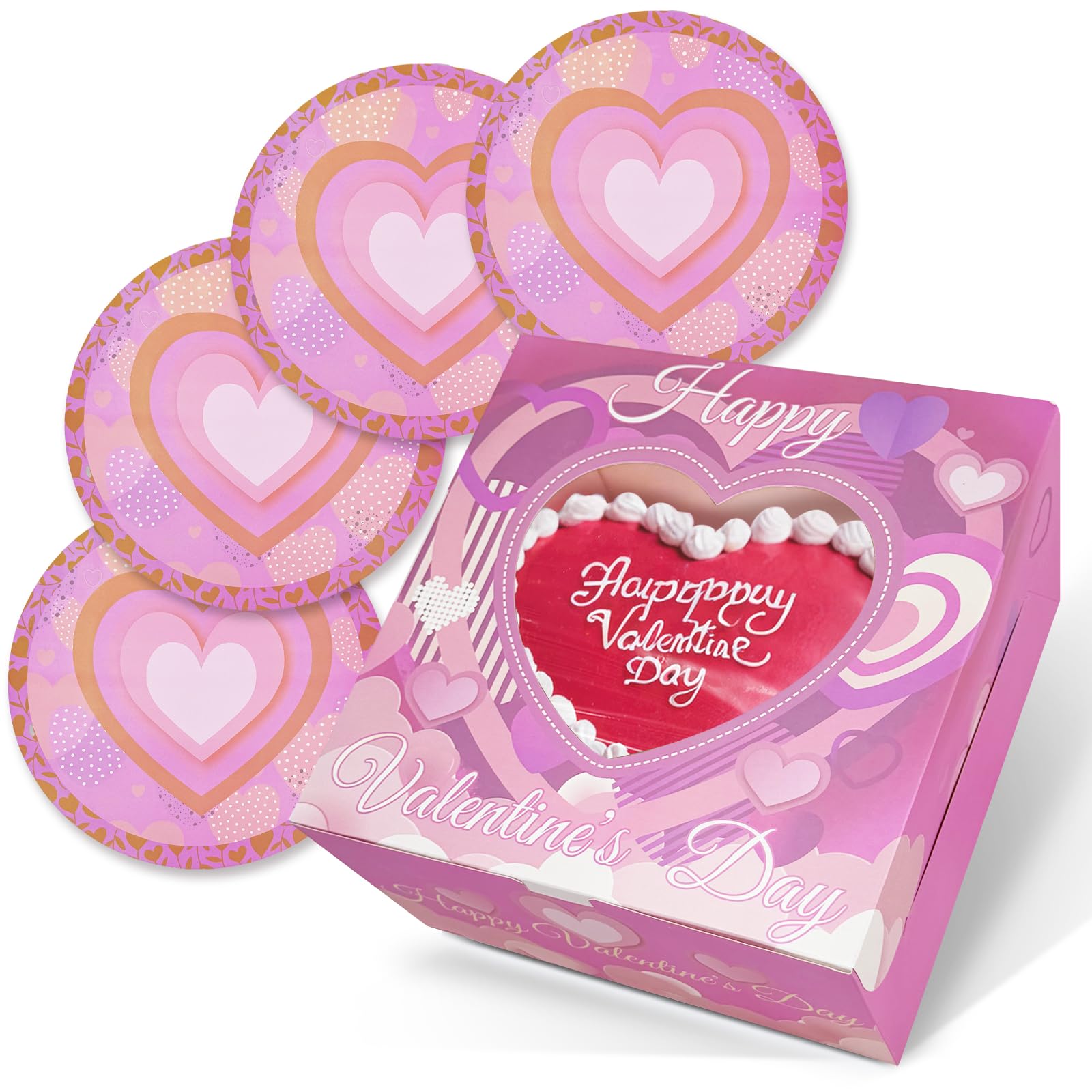 Amazon.com: qiqee Valentine 10x10x5 Cake Box, 18 Sets Valentine Cake ...