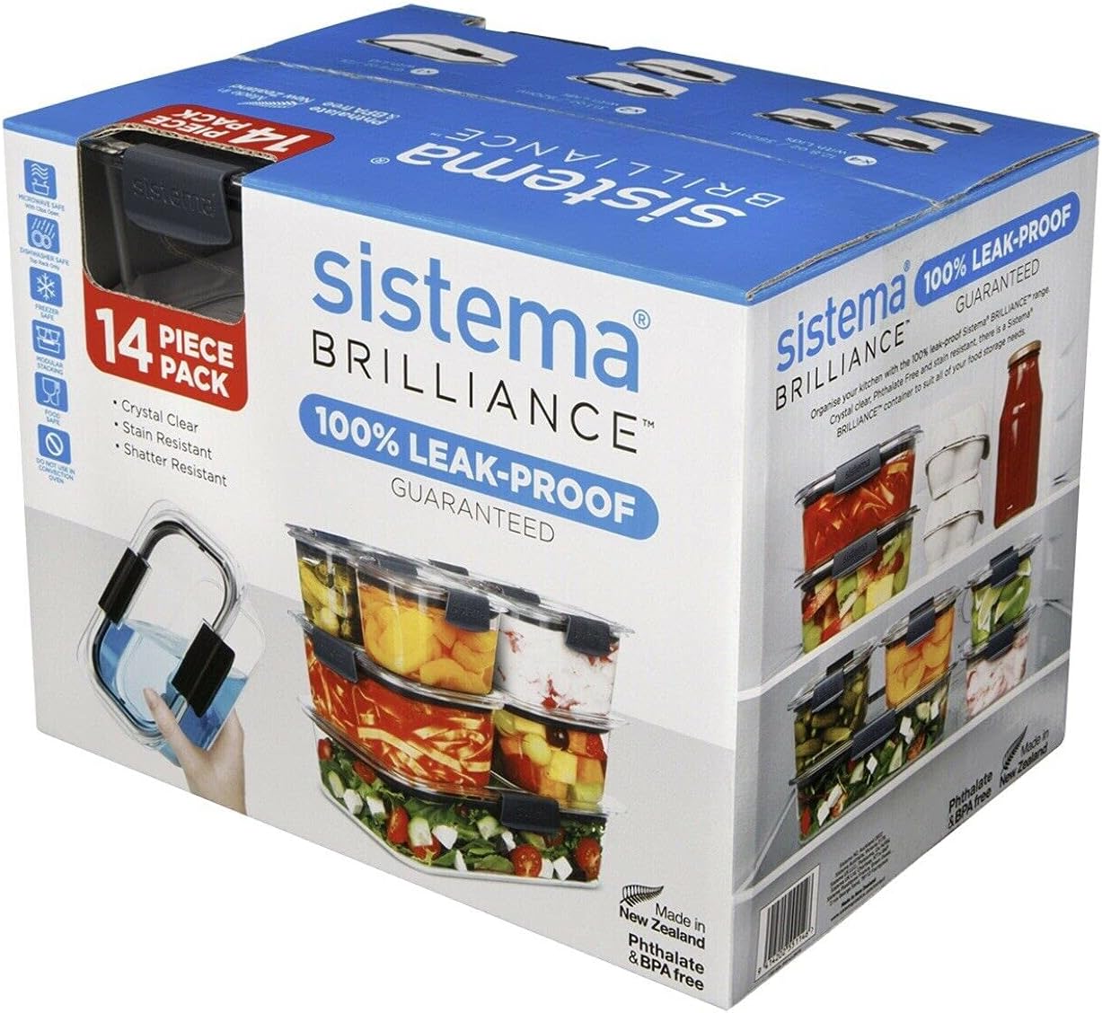 New Sistema Brilliance Leakproof Food Storage Container Lunchbox 14pc ...