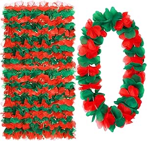 Amazon.com: Thiccywoov 12 Pcs Christmas Leis Hawaiian Leis Red and ...