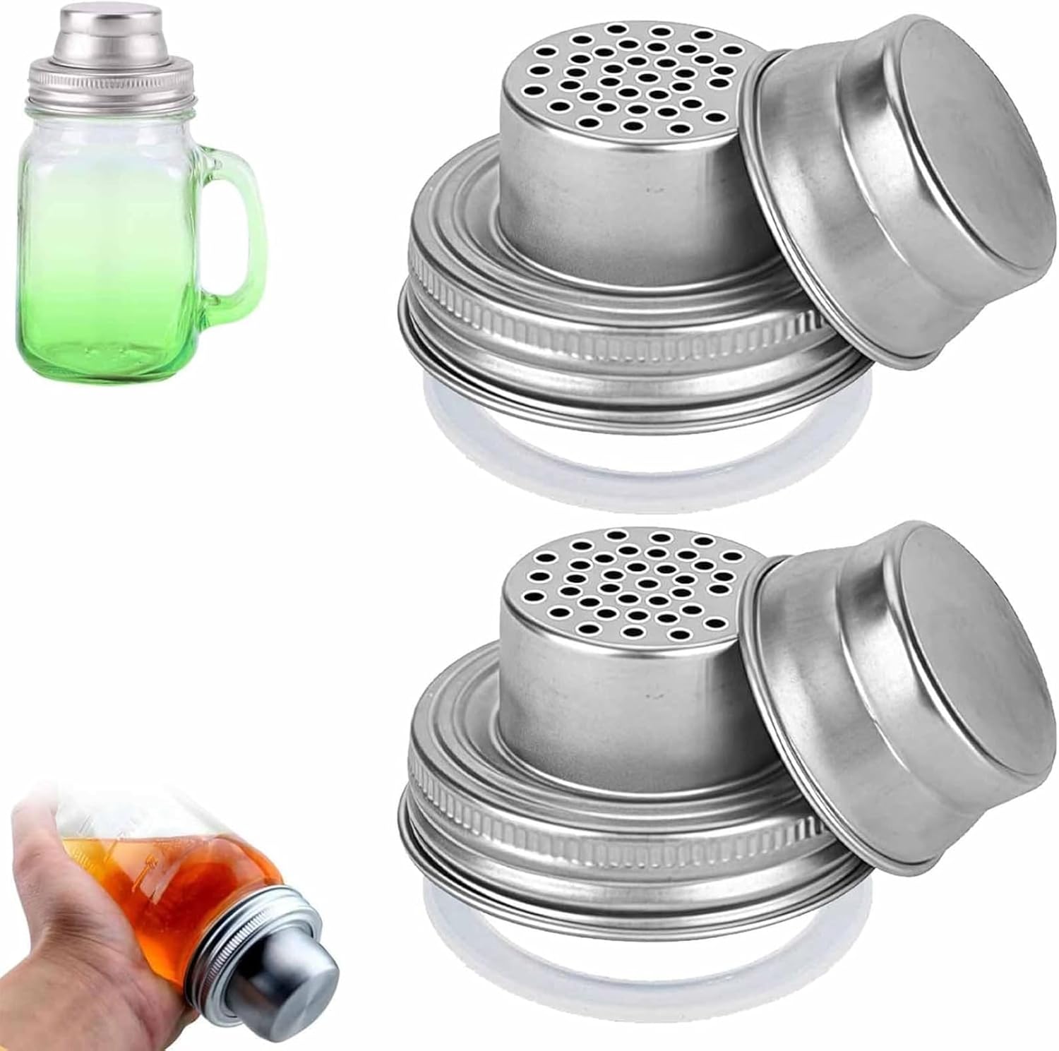 Amazon.com: Universal Mason Jar Shaker Lids, Stainless Steel Shaker ...