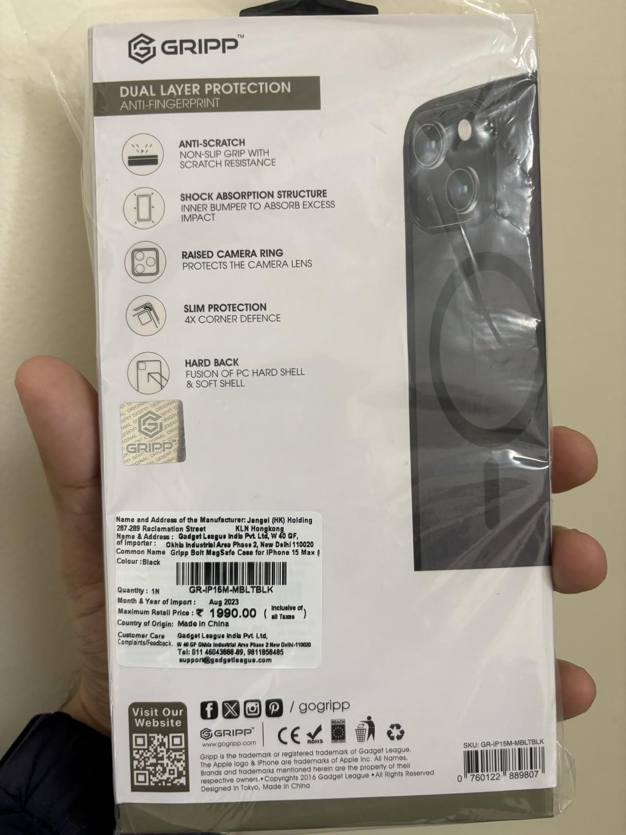 GRIPP Bolt Matte Texture Case Compatible with iPhone 15 Plus (6.7 inch) Dual Layer Protection ...