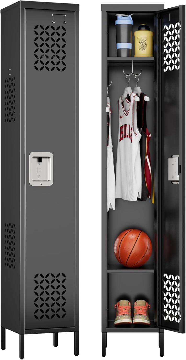 Amazon.com: SUPEER 1 Door Metal Locker with Adjustable Shelves and 3 ...