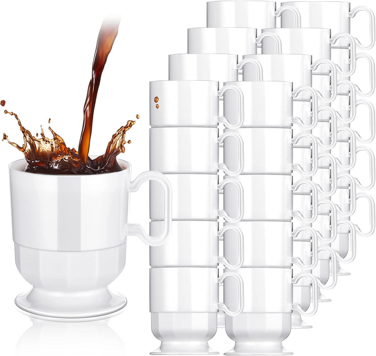 Amazon.com: 8 oz Plastic Coffee Cups Teacup Unbreakable White Coffee ...