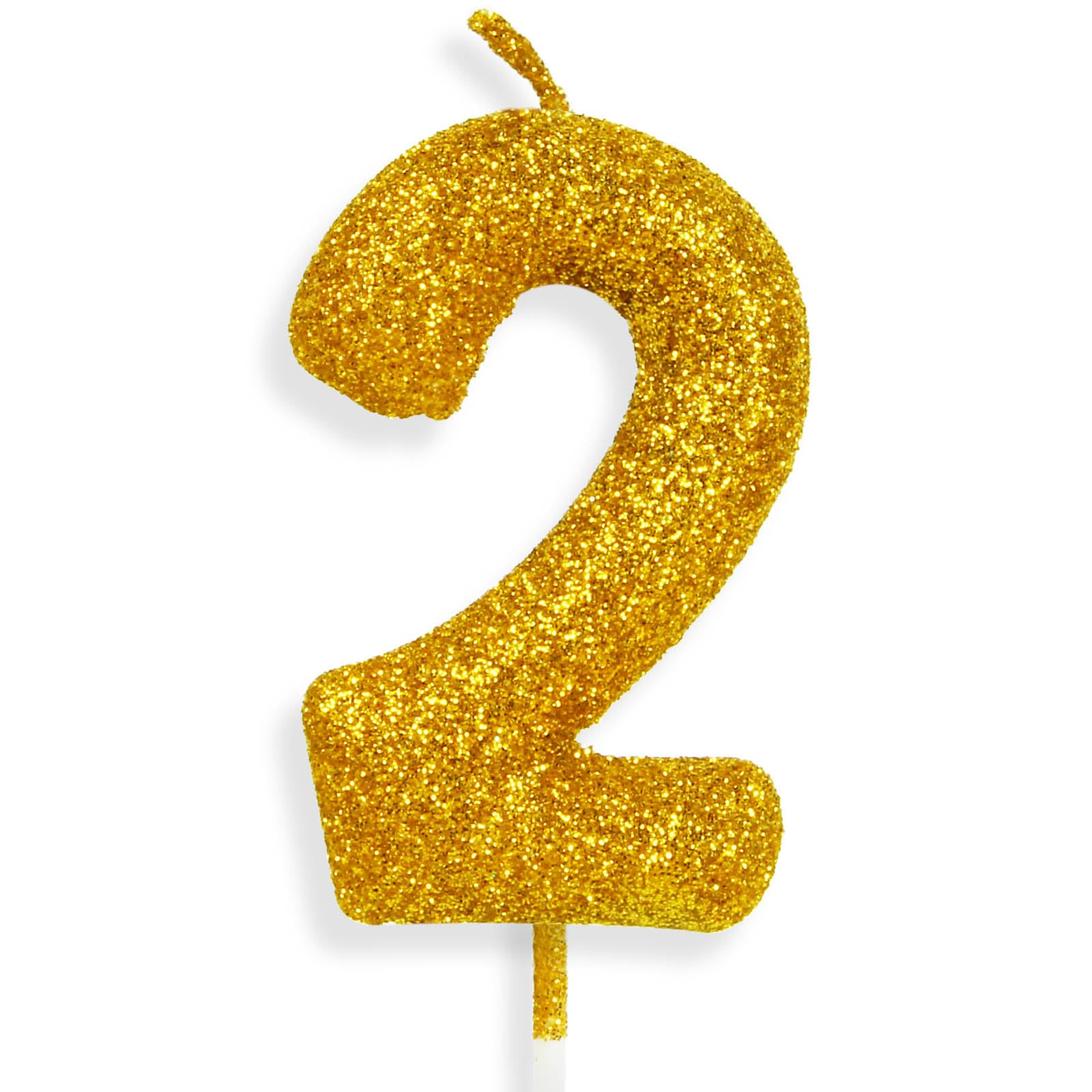 Amazon.com: 2nd Glitter Birthday Candles, Gold Birthday Number Candle ...