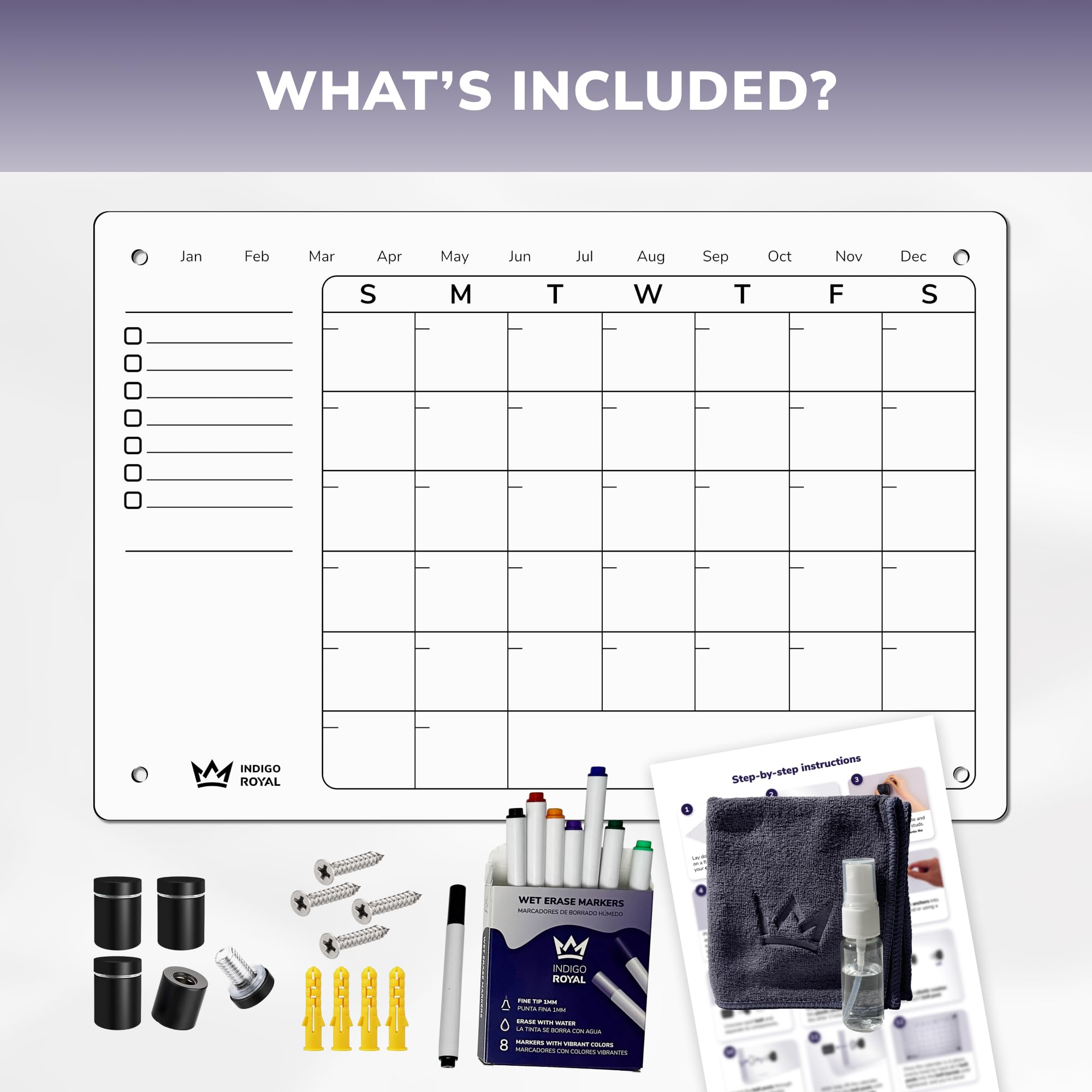 Large Acrylic Calendar for Wall 24x16" - Acrylic Wall Calendar Dry ...
