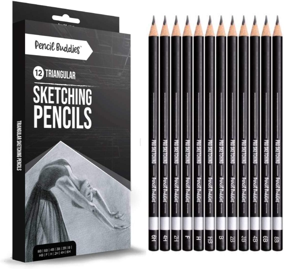 Amazon.com : Pencil Buddies Sketch Pencils for Drawing, Triangular ...