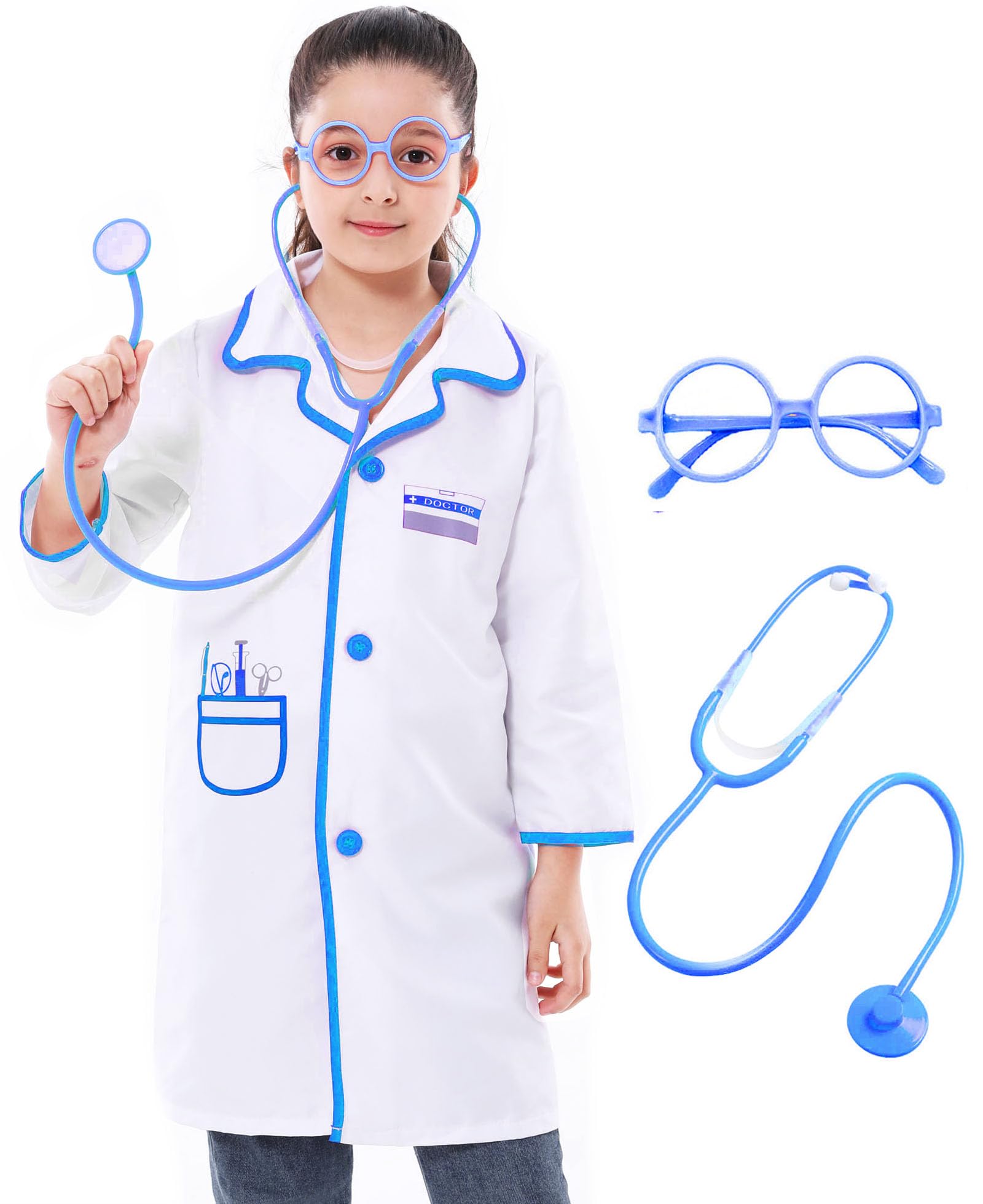 Amazon.com: Lrrtwer Doctor Costume for Kids Girls Doctor Lab Coat ...