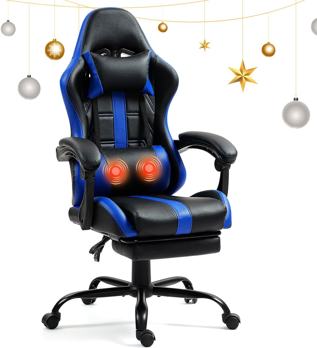 Amazon.com: HOMHUM Massage Gaming Chair with Footrest, Ergonomic PU ...