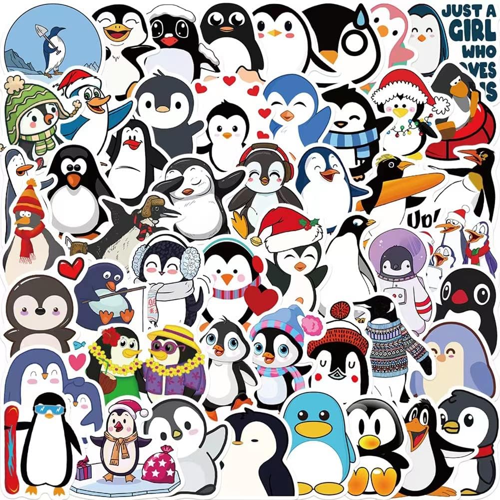 Amazon.com: Penguin Stickers |50 Pcs Penguin Waterproof Vinyl Decals ...