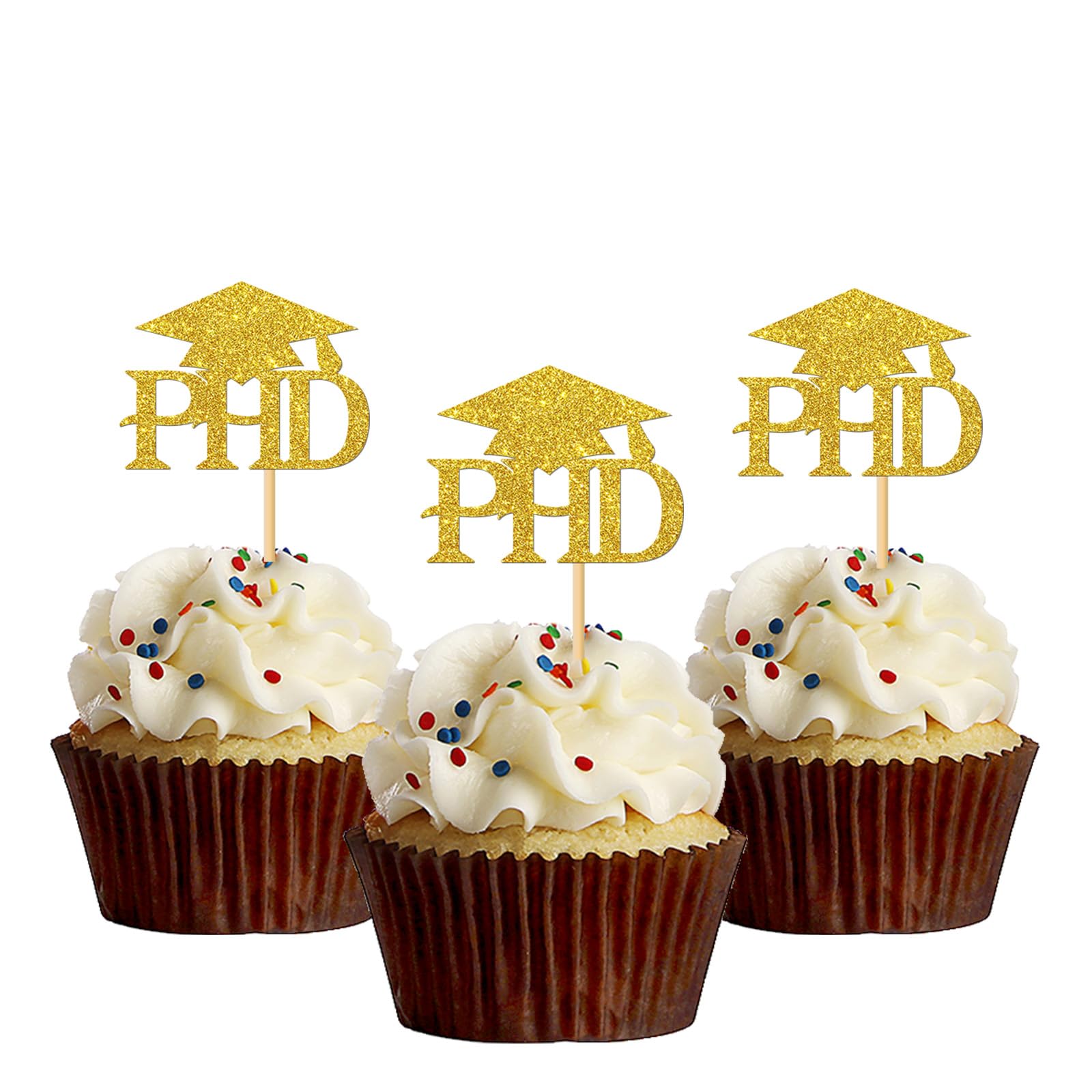 Amazon.com: MonMon & Craft Congrats PHD Cupcake Toppers/PHD Graduation ...