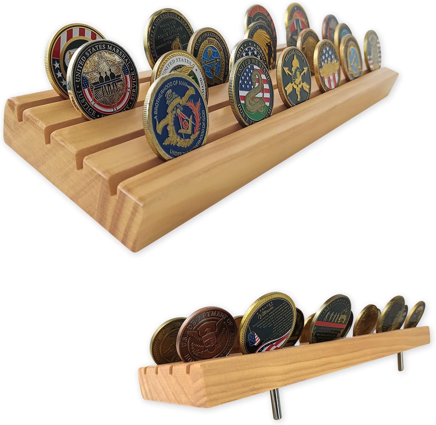 Amazon.com: LIUYALO 4 Rows Challenge Coin Display Holder for Desk ...