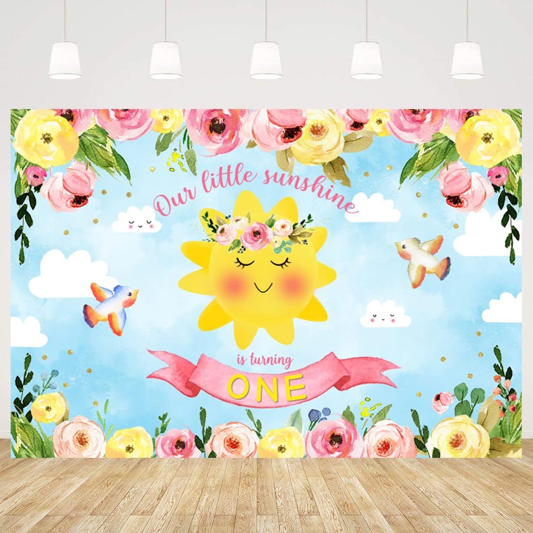 Amazon.com : Withu Our Little Sunshine is Turning One Backdrop Flowers ...