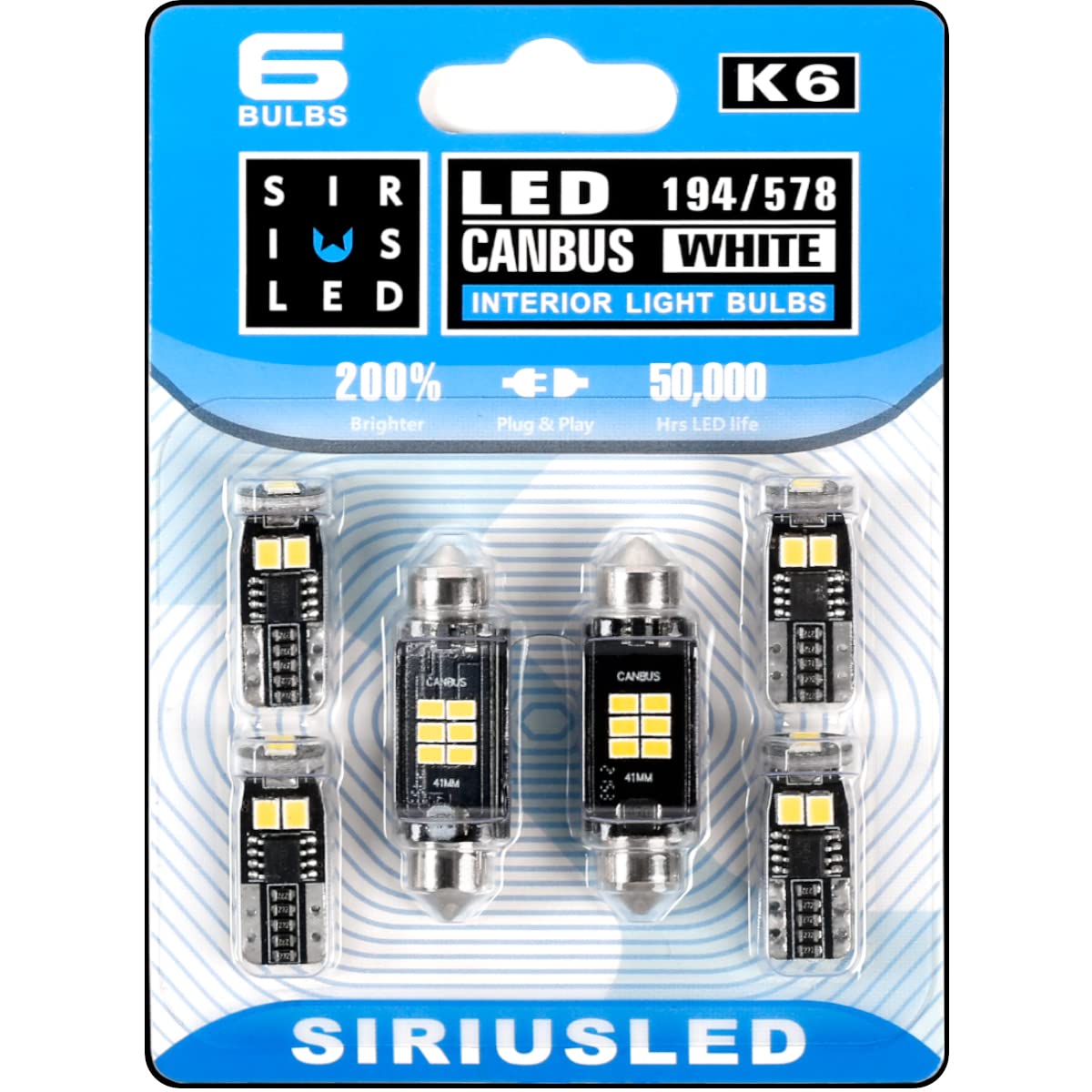 SIR IUS LED K6 Canbus 578 211-2 41MM 194 168 2825 Combo LED bulbs white ...