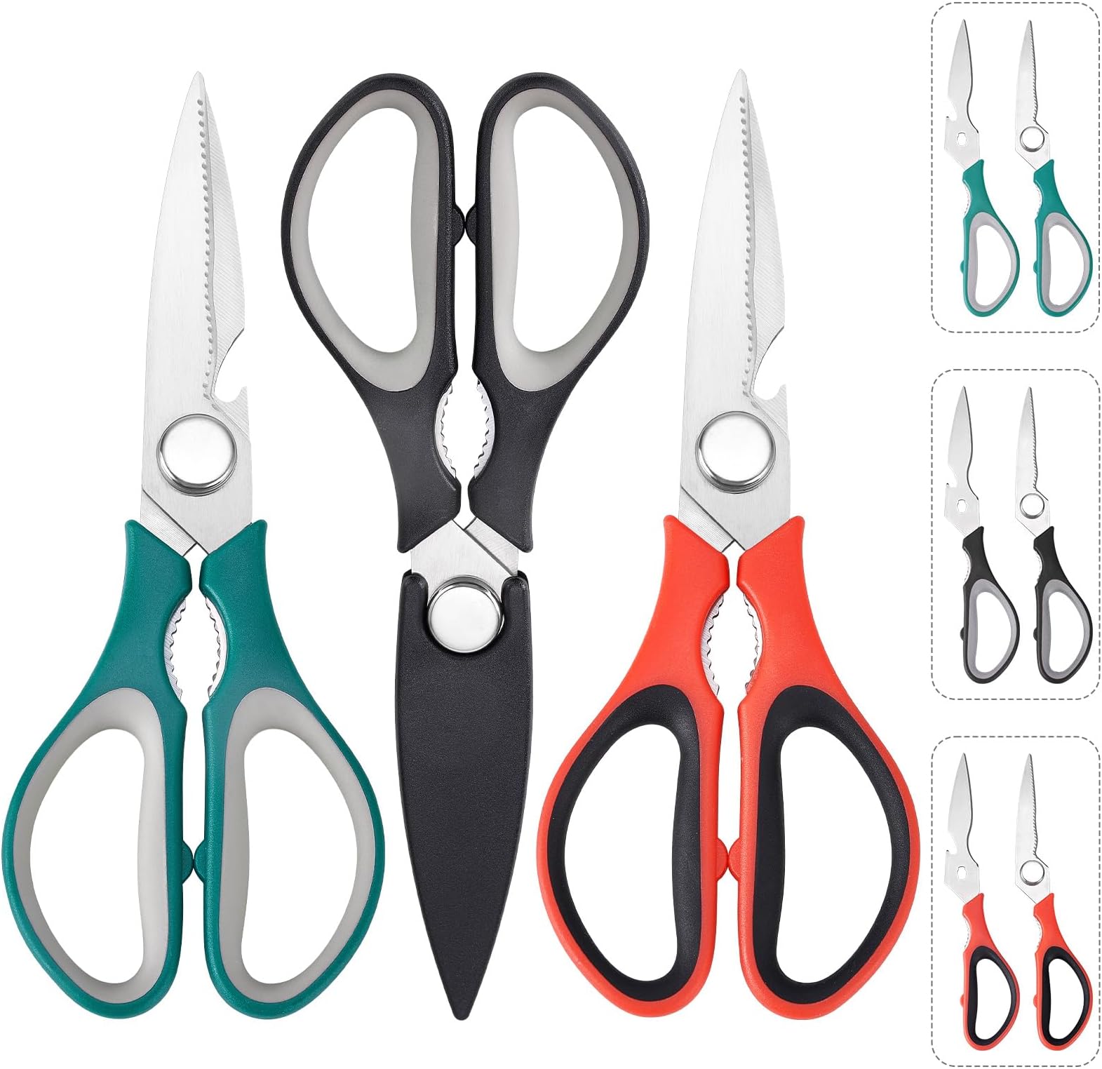 Amazon.com: Kitchen Shears Scissors, iBayam 3-Color Stainless Steel ...