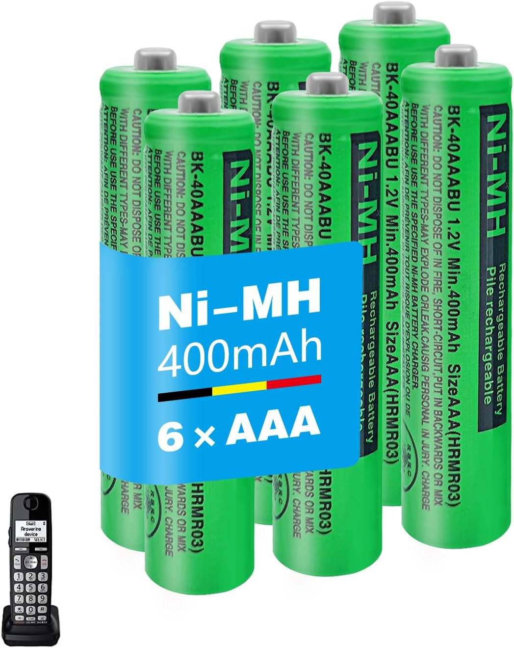 BK-40AAABU Lot de 4 Piles 1,2V AAA Rechargeables Ni-MH 400mAh pour ...