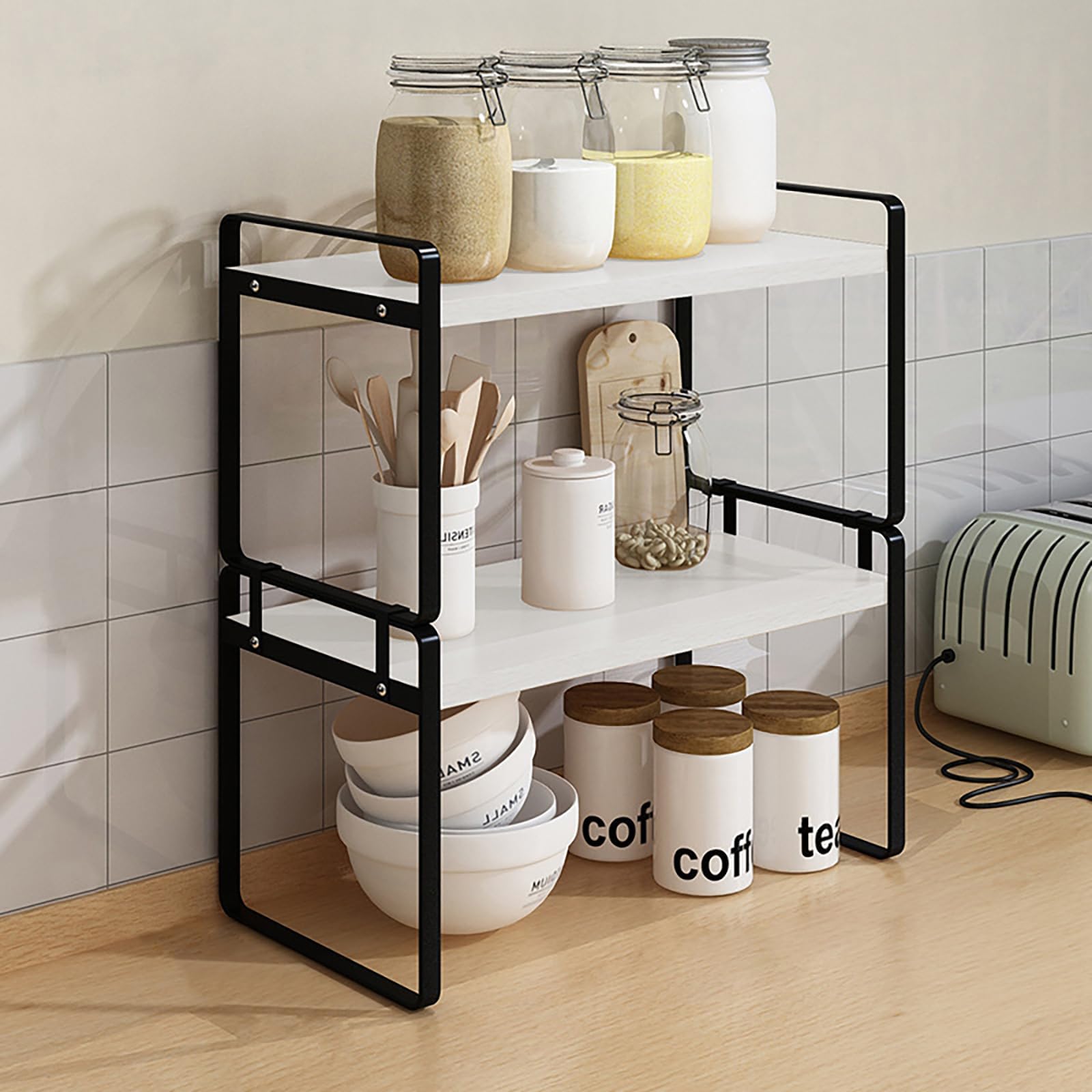 Amazon.com: Desktop Organizer Shelf, 1-2 Tier Organizer Storage Shelf ...