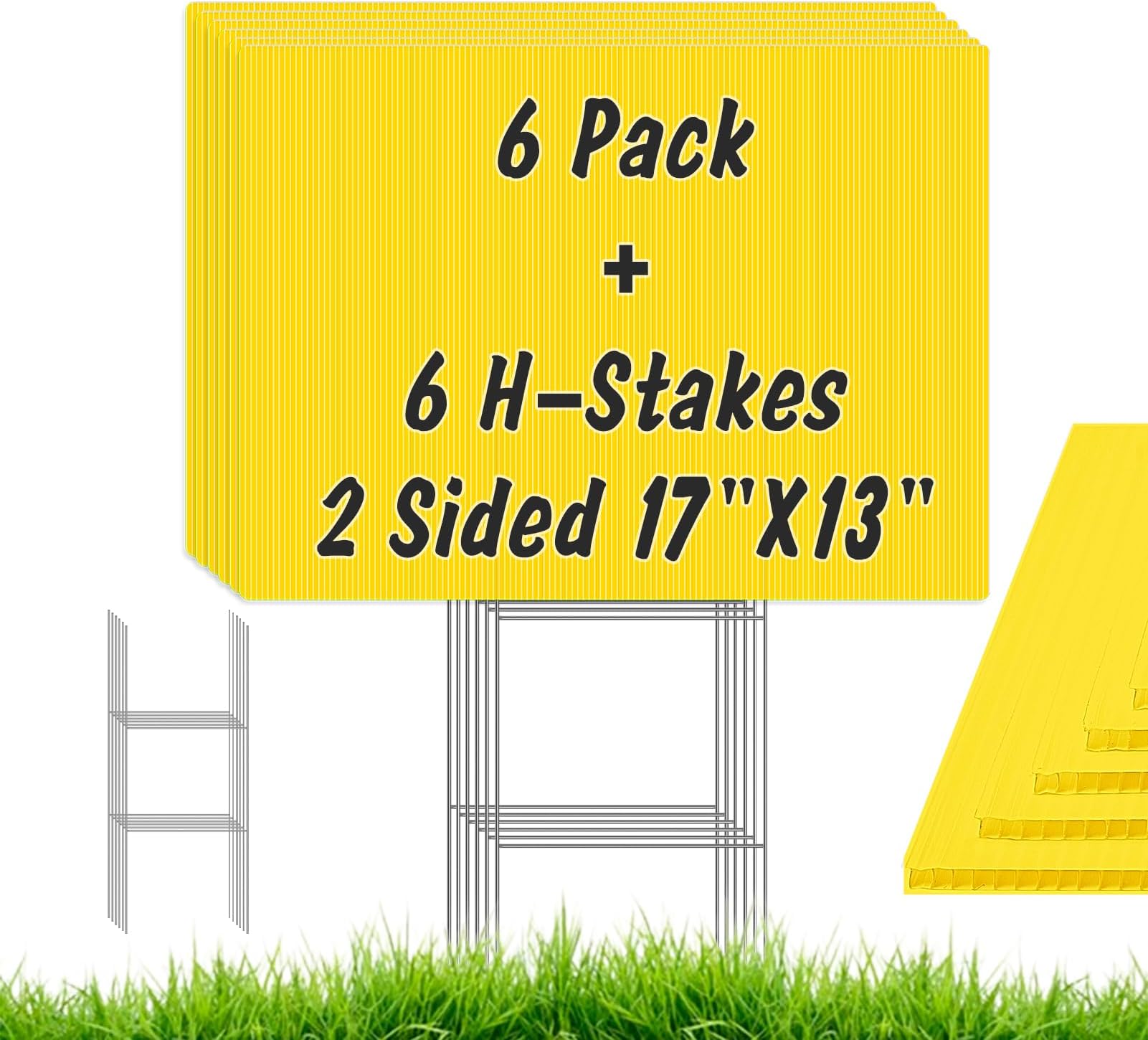 Amazon.com : Box of 5 Quantity Blank Yellow Yard Signs 18x24 with H ...