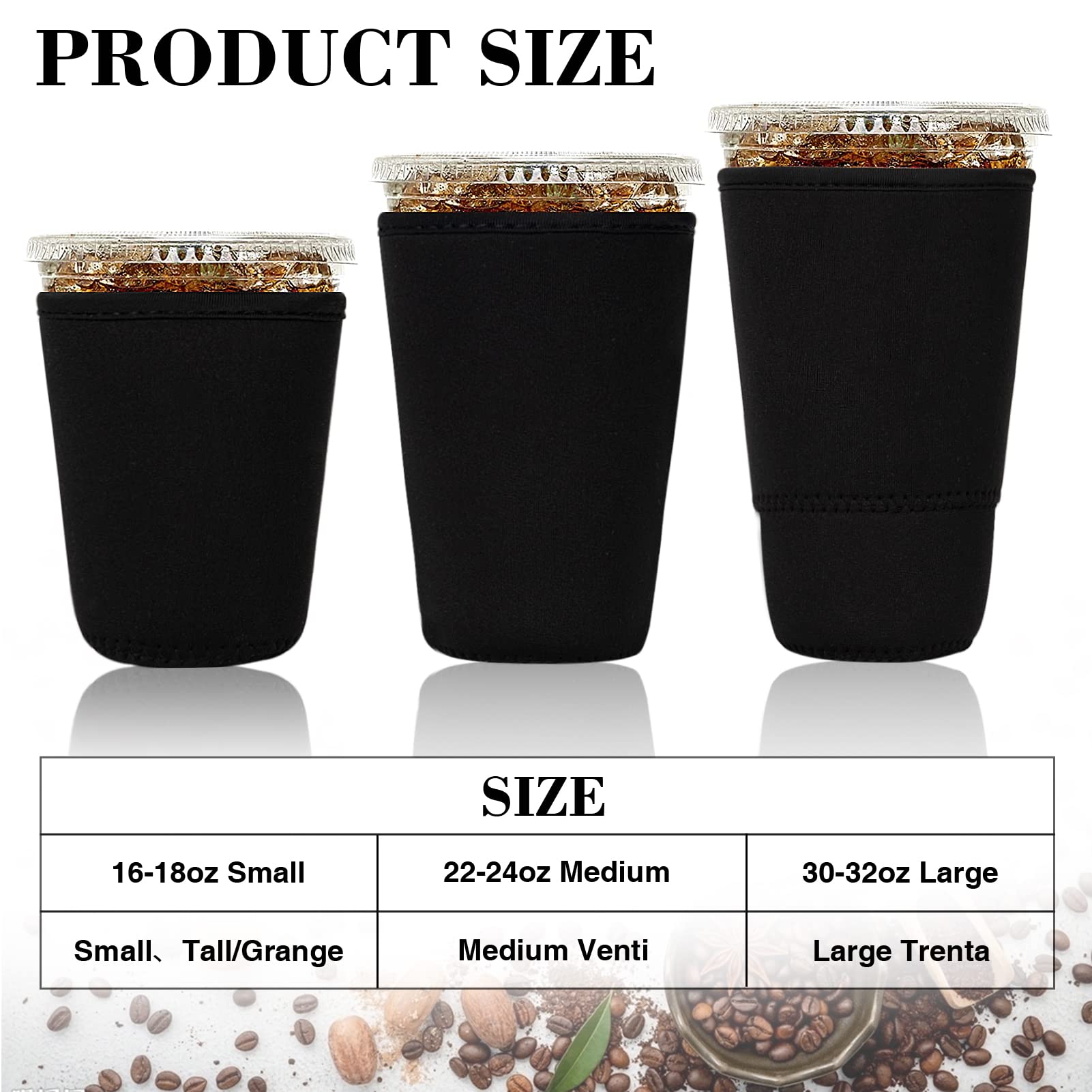 Snapklik.com : Kiatoras 3 Pack Reusable Iced Coffee Sleeve Cozy Drink ...