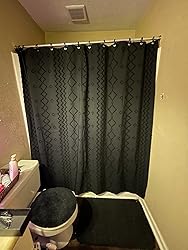 Amazon.com: NixiYa Shower Curtain Black Boho Woven Fabric Shower Curtain Modern Tufted Chevron ...