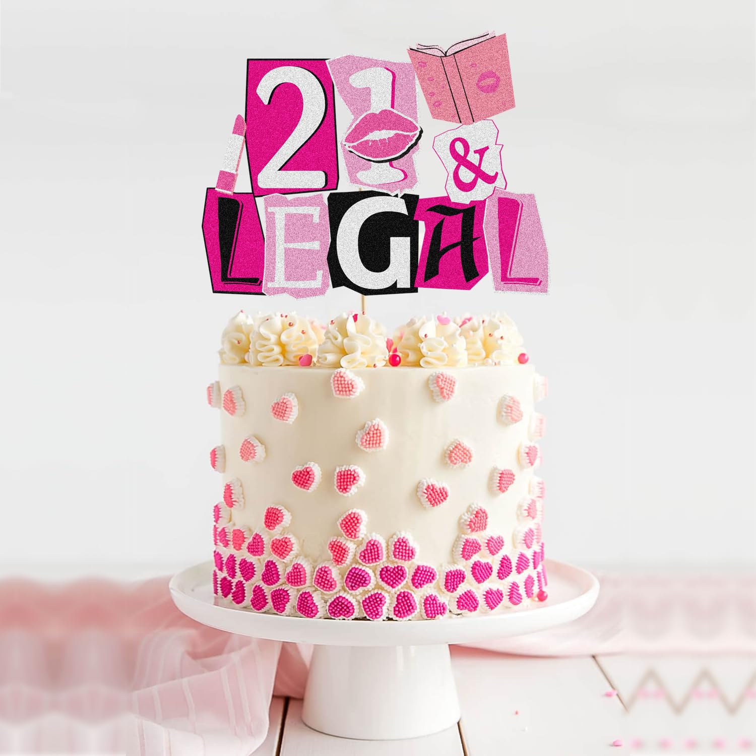 Snapklik.com : 21 & Legal Pink Girls Happy 21st Birthday Cake Topper ...