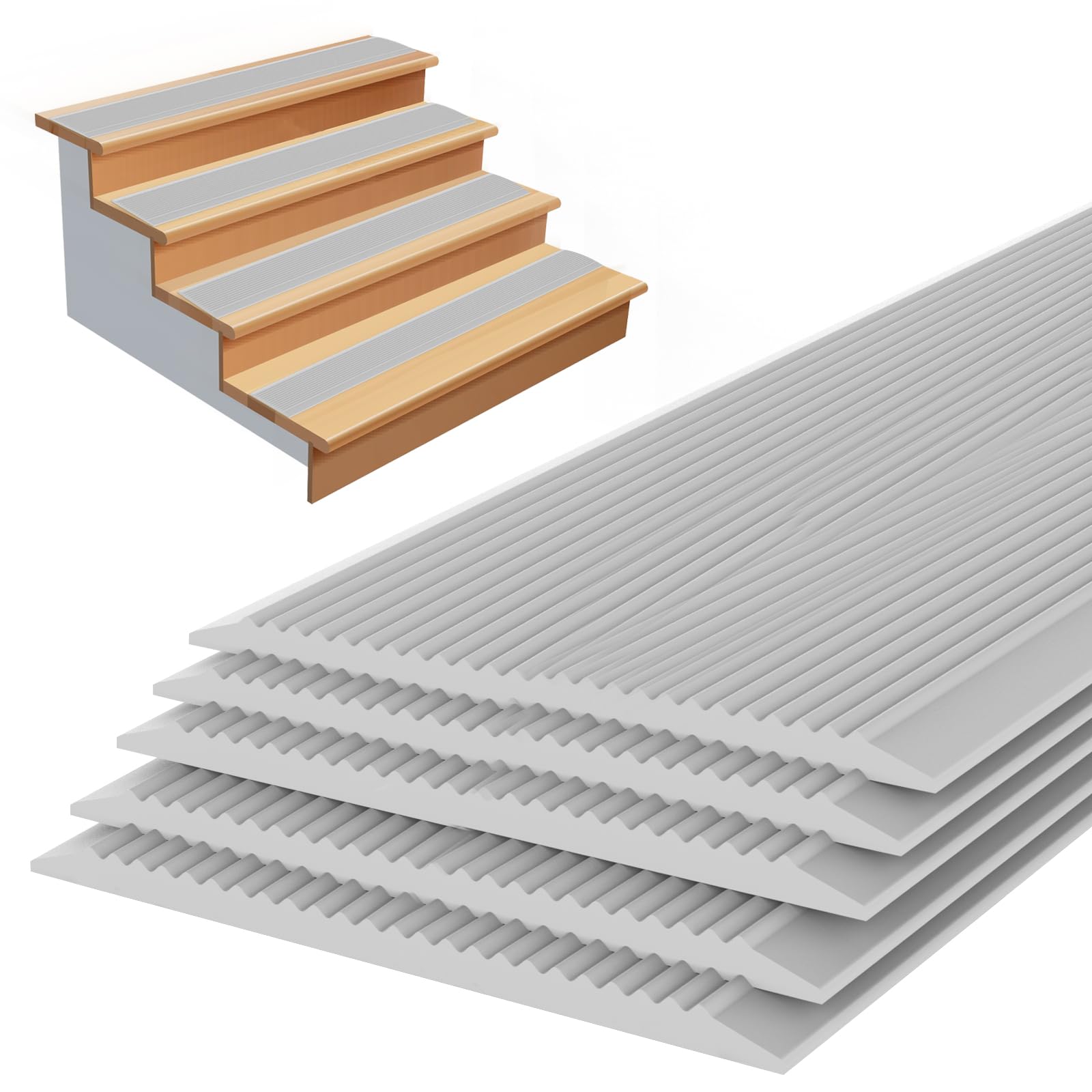 Anti Slip Stair Treads 2x39.6in (5-Pack) - Suitable for Outdoor/Indoor ...