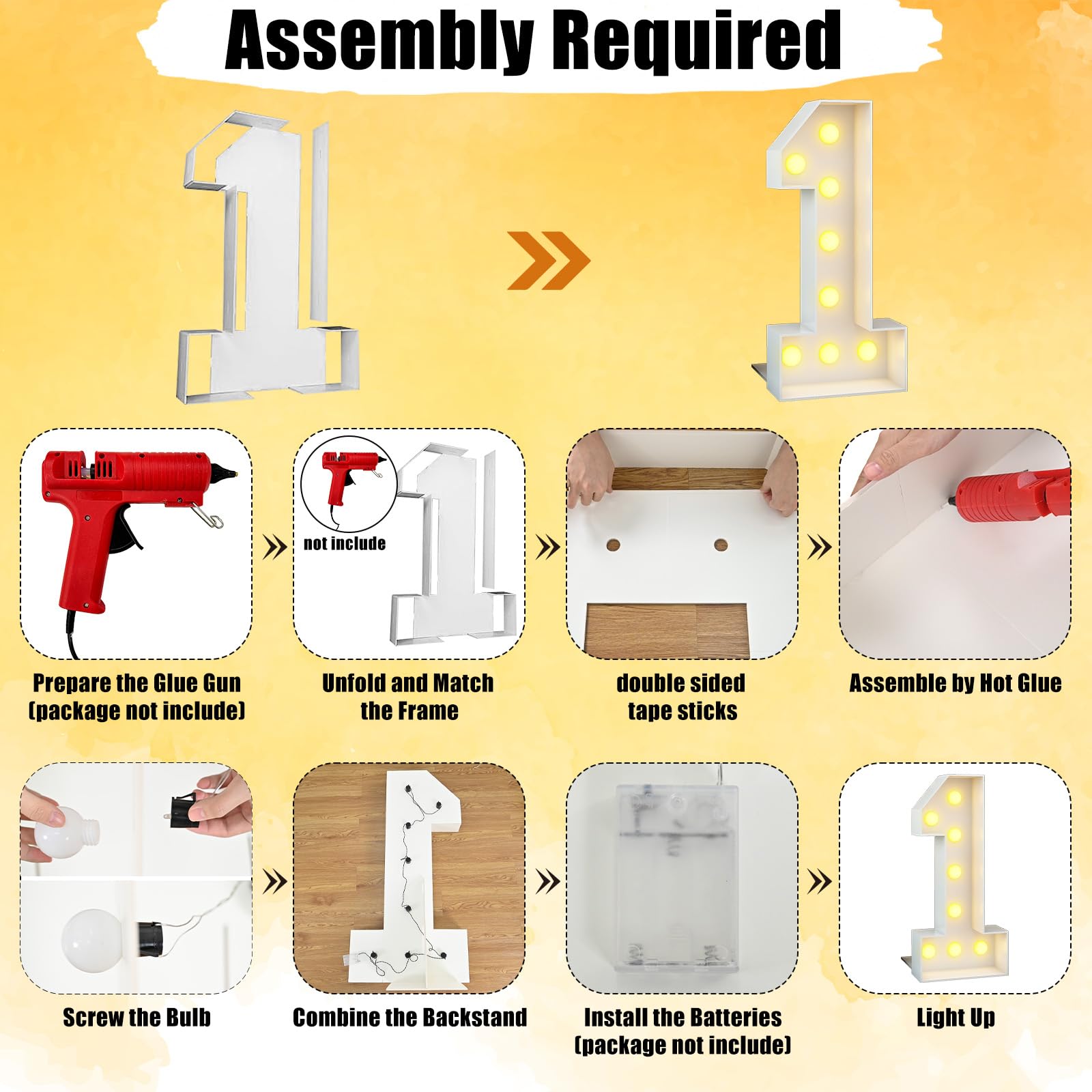 Snapklik.com : 4ft Light Up Number 1 White Large Numbers