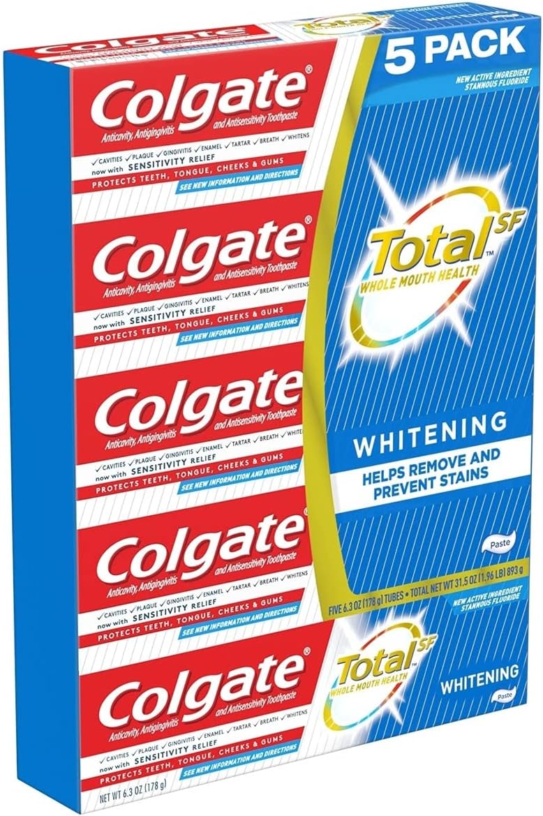Amazon.com : Colgate Total Whitening Toothpaste (6.3 Ounce, 5 Pack ...