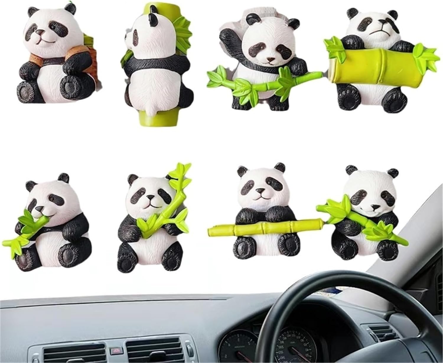 Amazon.com: 8pcs Adorable Panda Car Dashboard Decor Set, Mini Panda ...