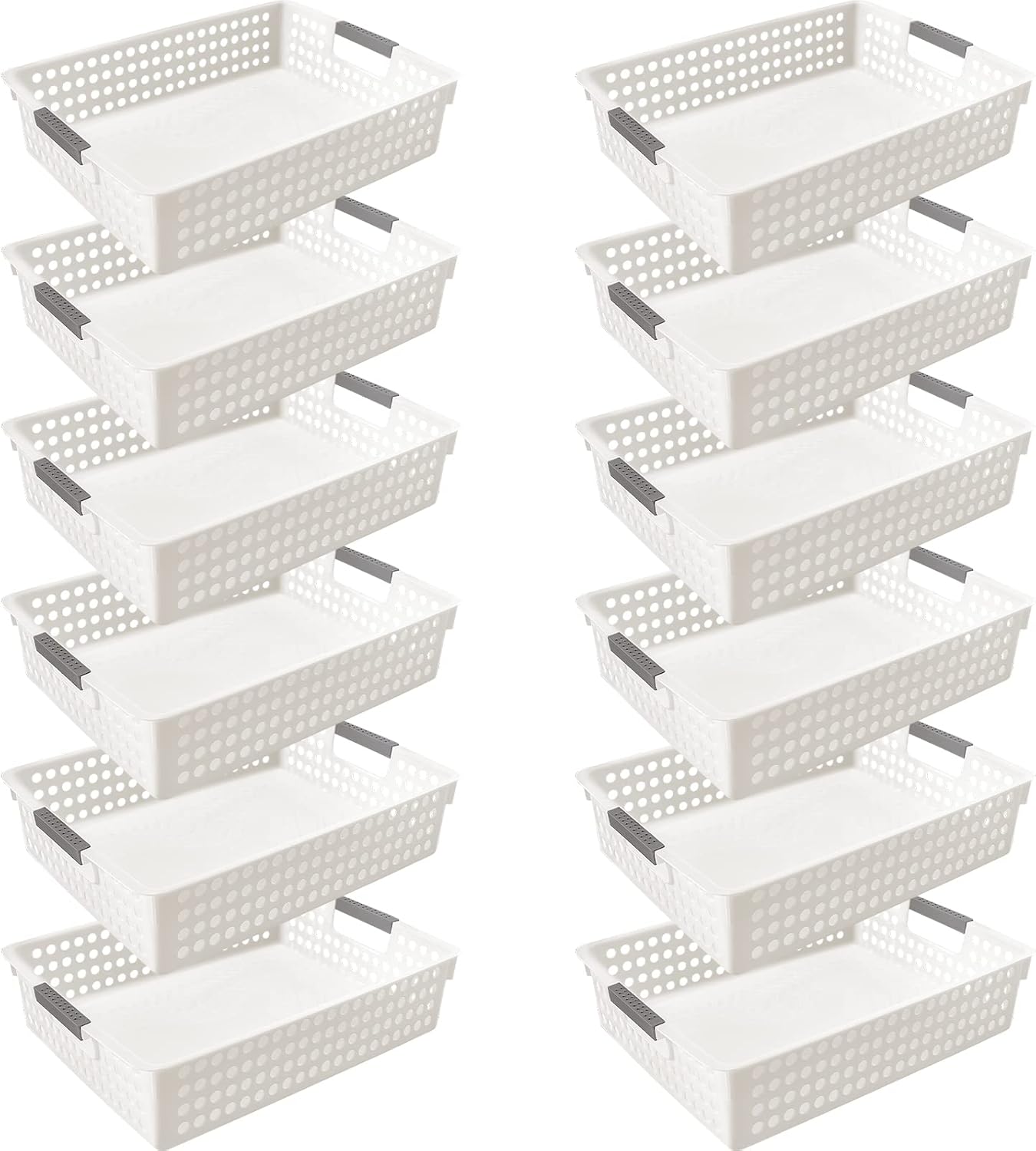 Amazon.com: 12 Pack Plastic Storage Tray Baskets File Paper Pantry ...