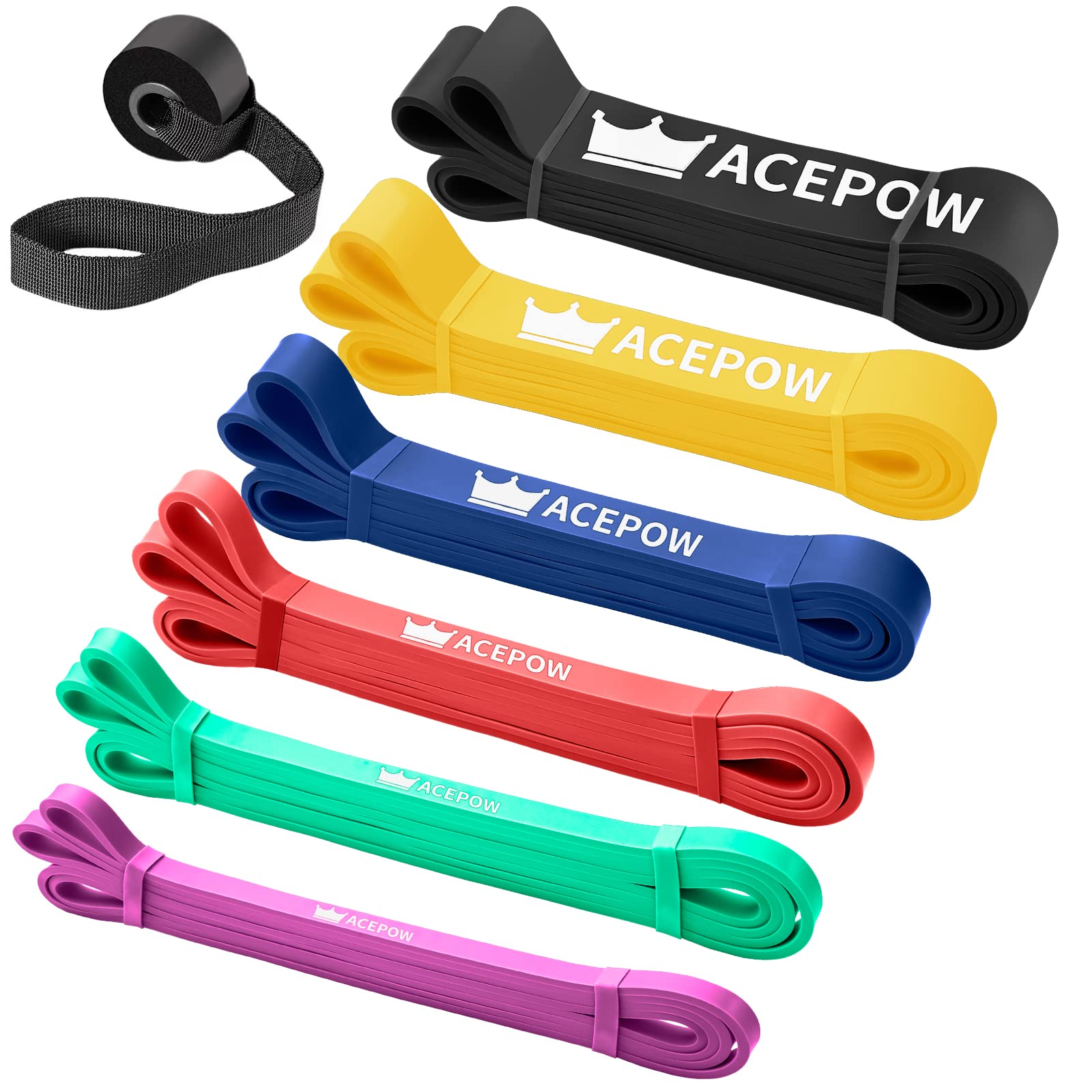 Pull Up Assistance Bands, ACEPOW Resistance Bands Set of 6, with Door ...
