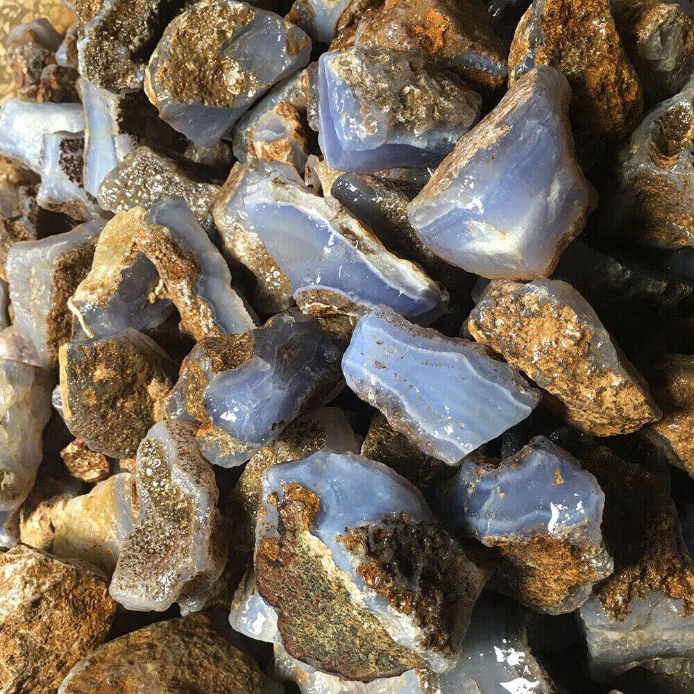 Amazon.com: TEAMWILL Raw Blue Lace Agate Stone - Rough Blue Lace Agate ...