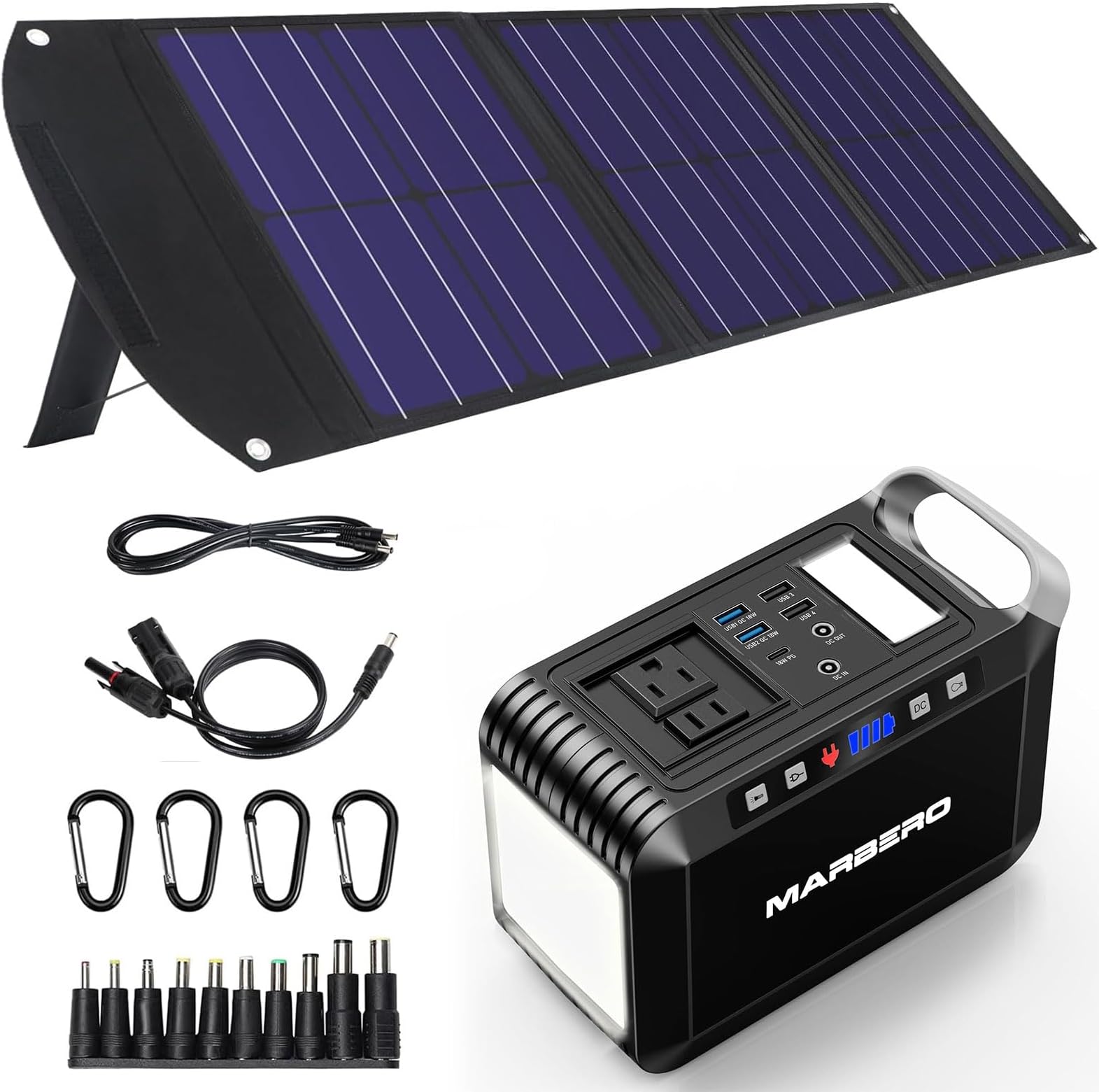 Amazon.com: MARBERO 60W Foldable Solar Panel(QC3.0 USB Ports and DC ...