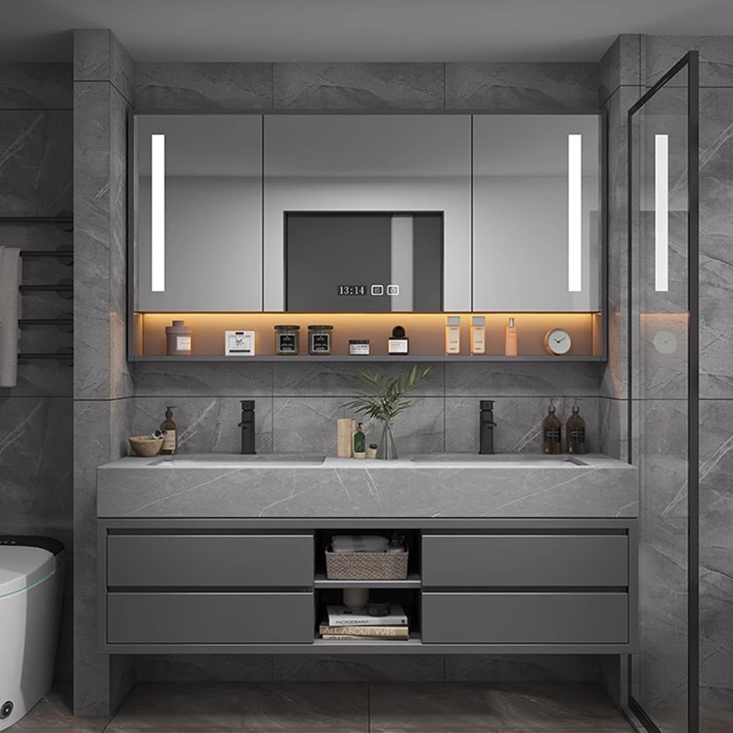 Amazon.com: TIZAZO Double Bathroom Vanity with Sink - Double Basin ...