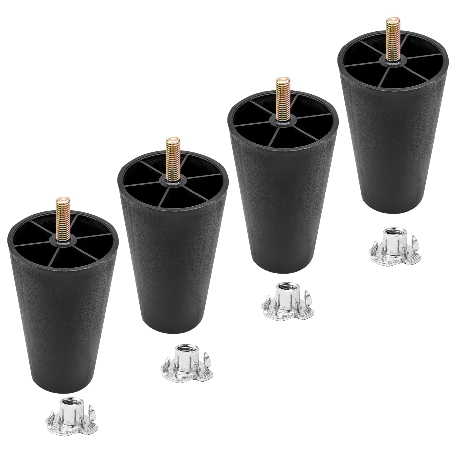Snapklik.com : Luomorgo 4 Pcs 4 Inch Plastic Table Legs, Black Tapered ...