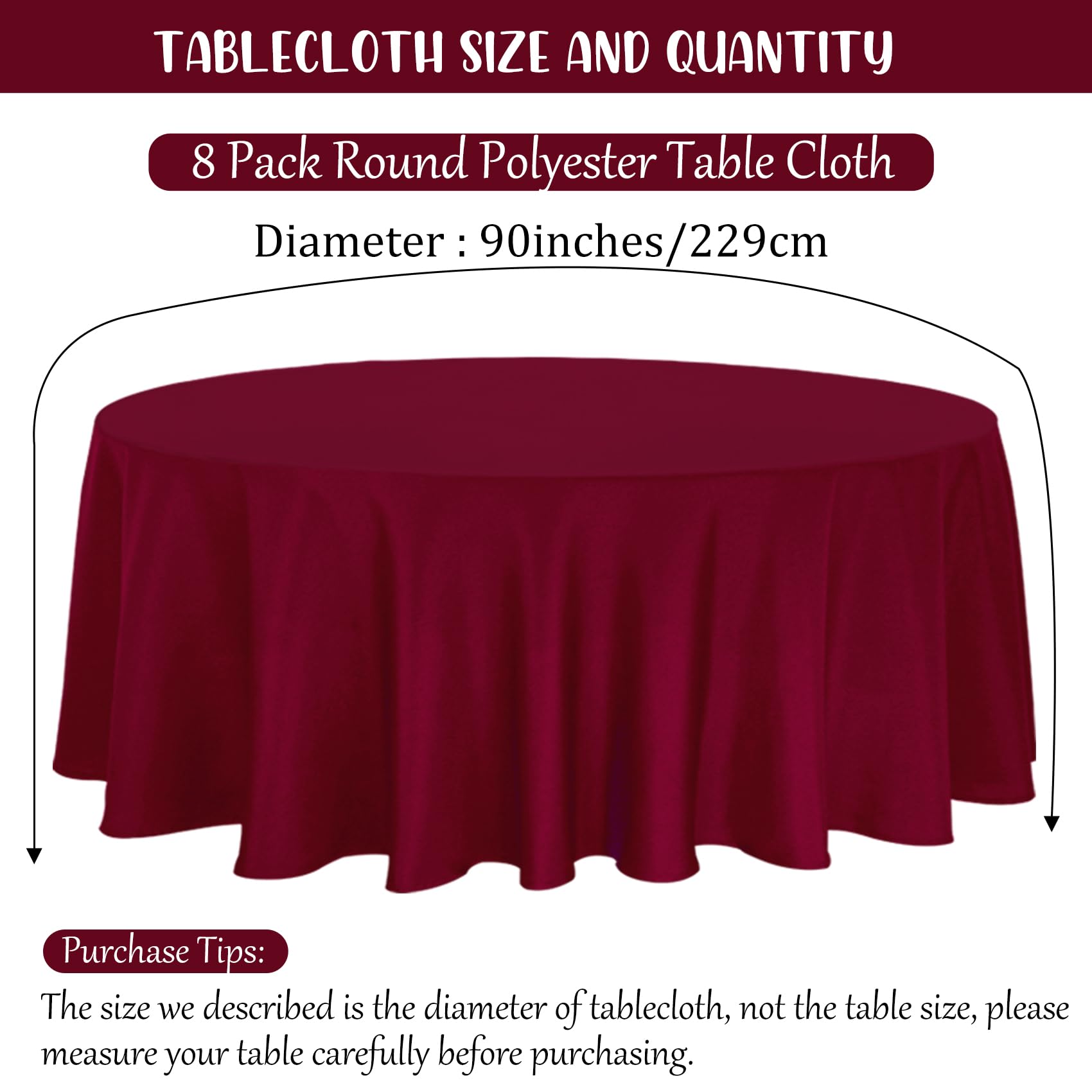 Snapklik.com : 8 Pack Premium Round Tablecloth 90 Inch Round Table ...