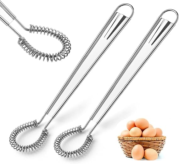 2 Pack Stainless Steel Mini Whisks Spring Coil Wire Egg Beater ...