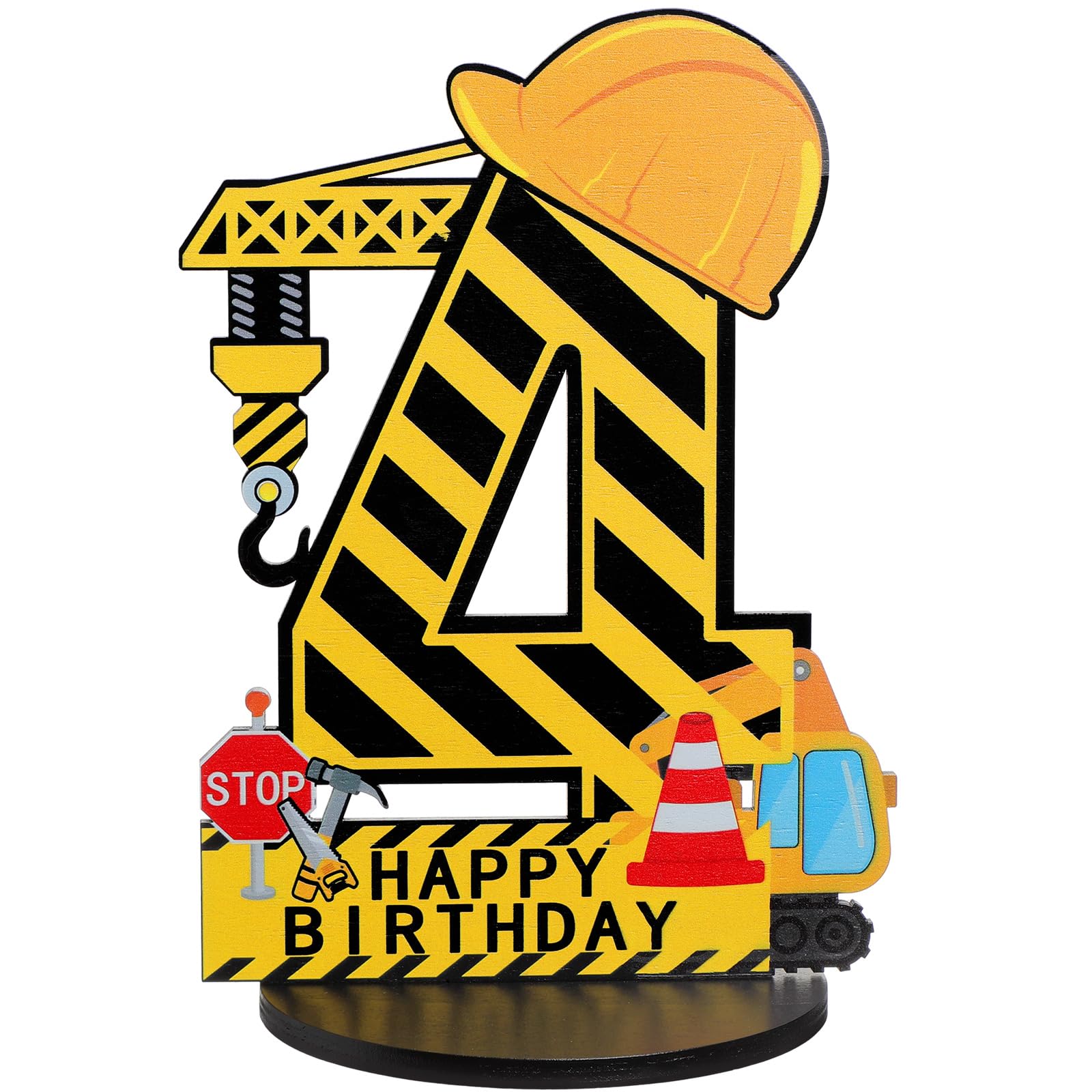 Snapklik.com : Construction 4th Birthday Number Sign Centerpiece Truck ...