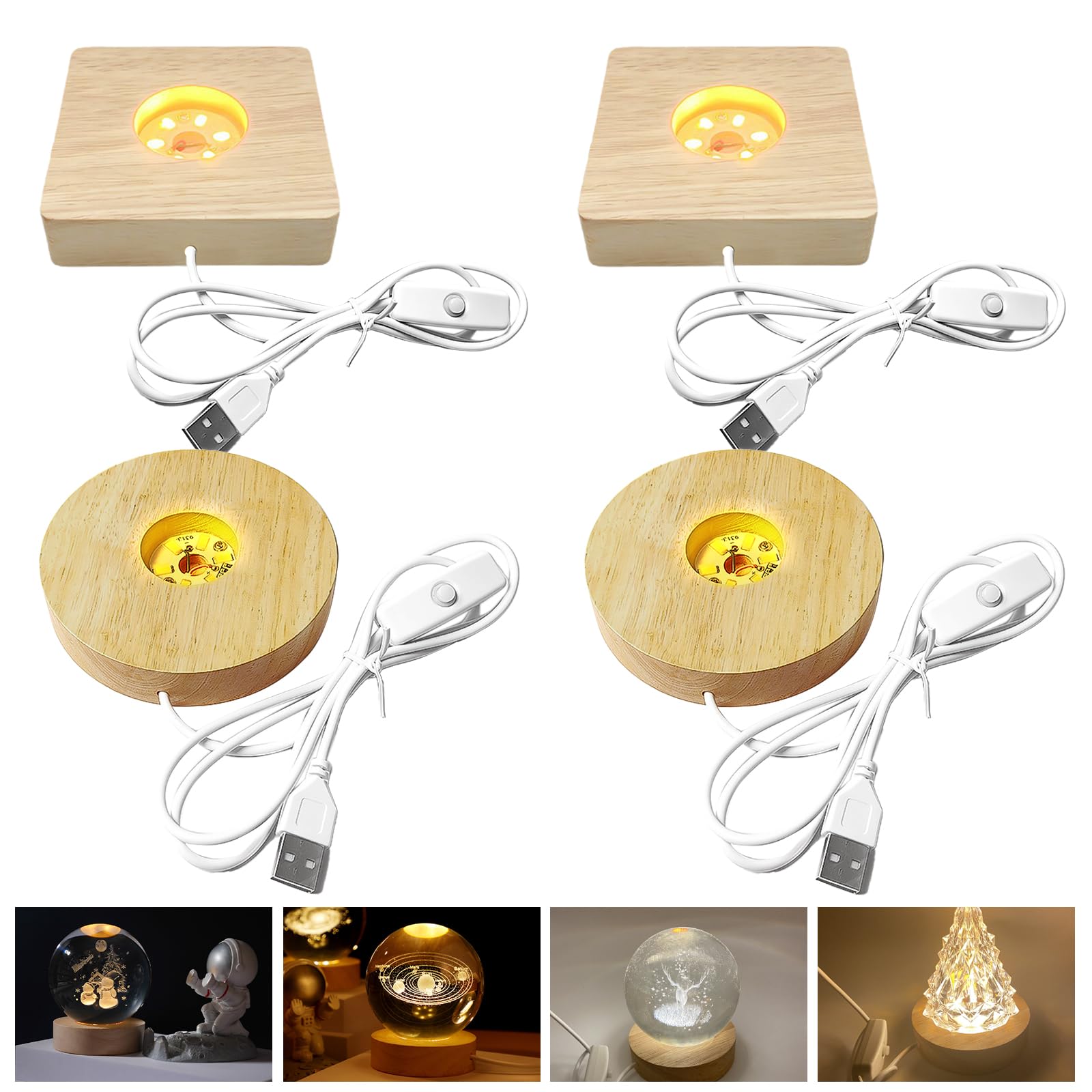 Led Light Base With Purchase 4 Pcs 3D LED Light Base, LED Acrylic