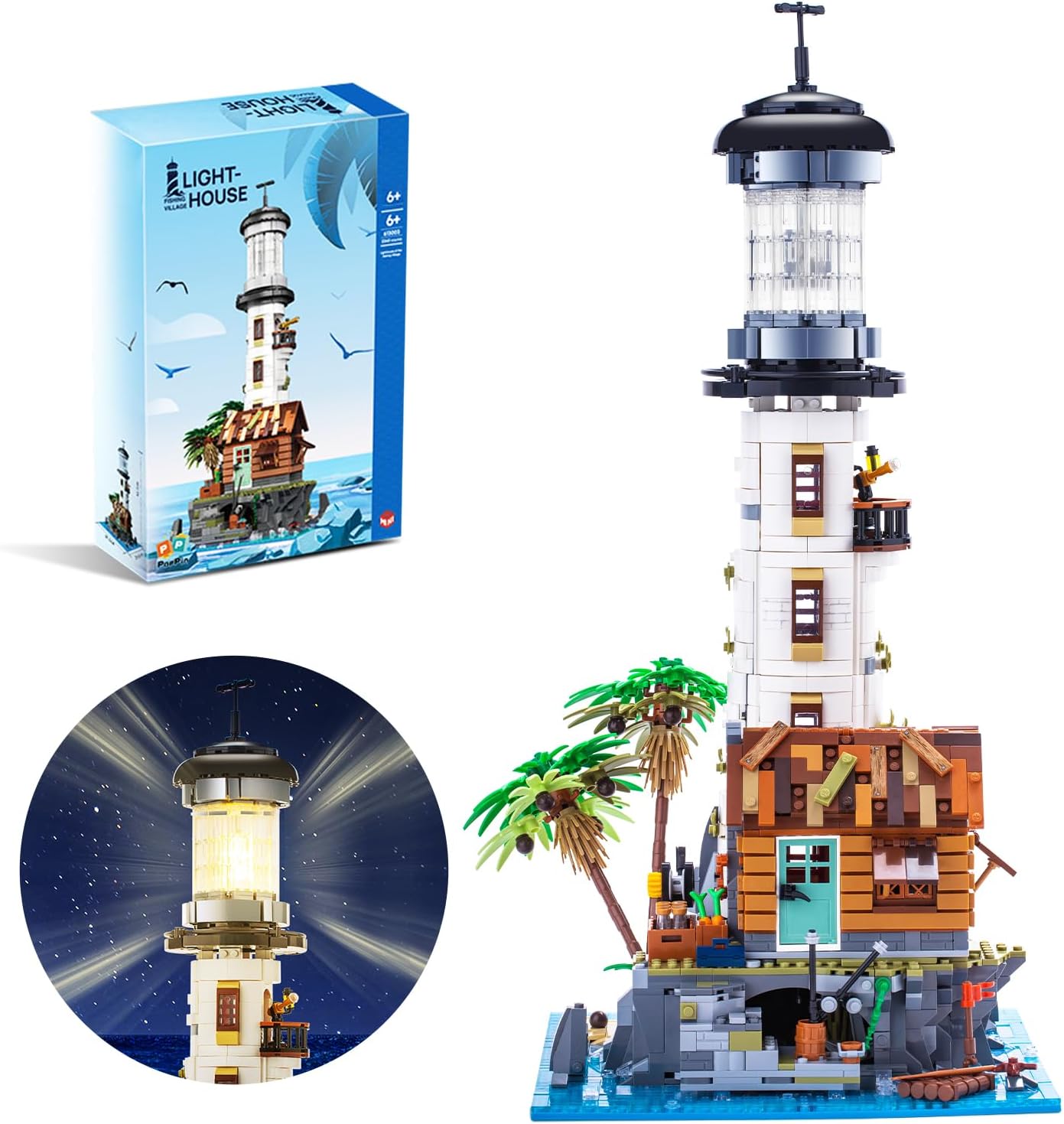 2340PCS Lighthouse Building Set with LED Mini Blocks Toys Creative ...