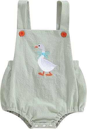Amazon.com: Gueuusu Newborn Baby Boy Girl Summer Outfit Sleeveless Mallard Duck Romper Suspender ...