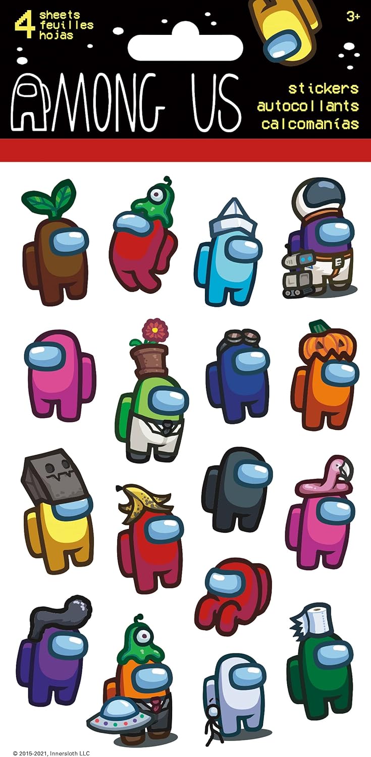 Amazon.com: Among Us Standard Sticker - 4 Sheet : Toys & Games