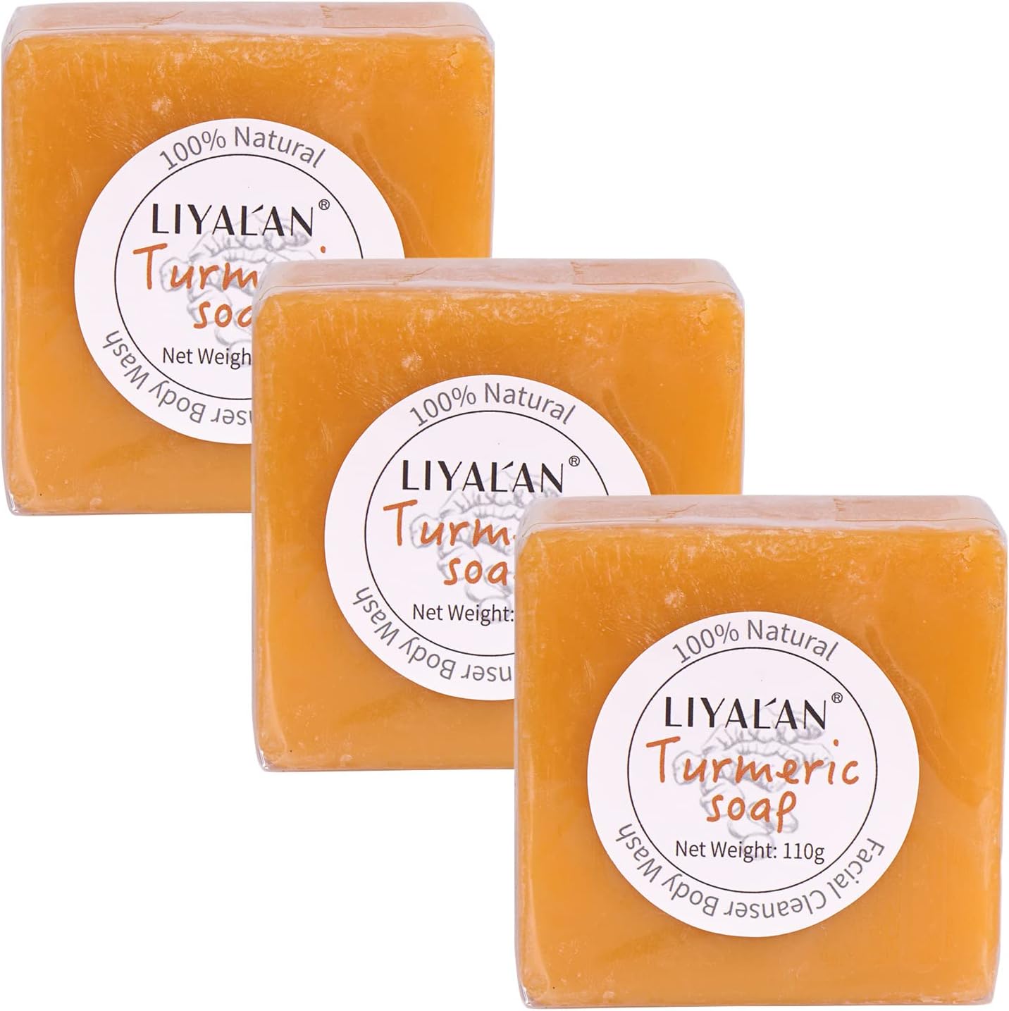 Amazon.com : LIYALAN Turmeric Soap Bar(3.88 oz / 3 Bars) for Face ...