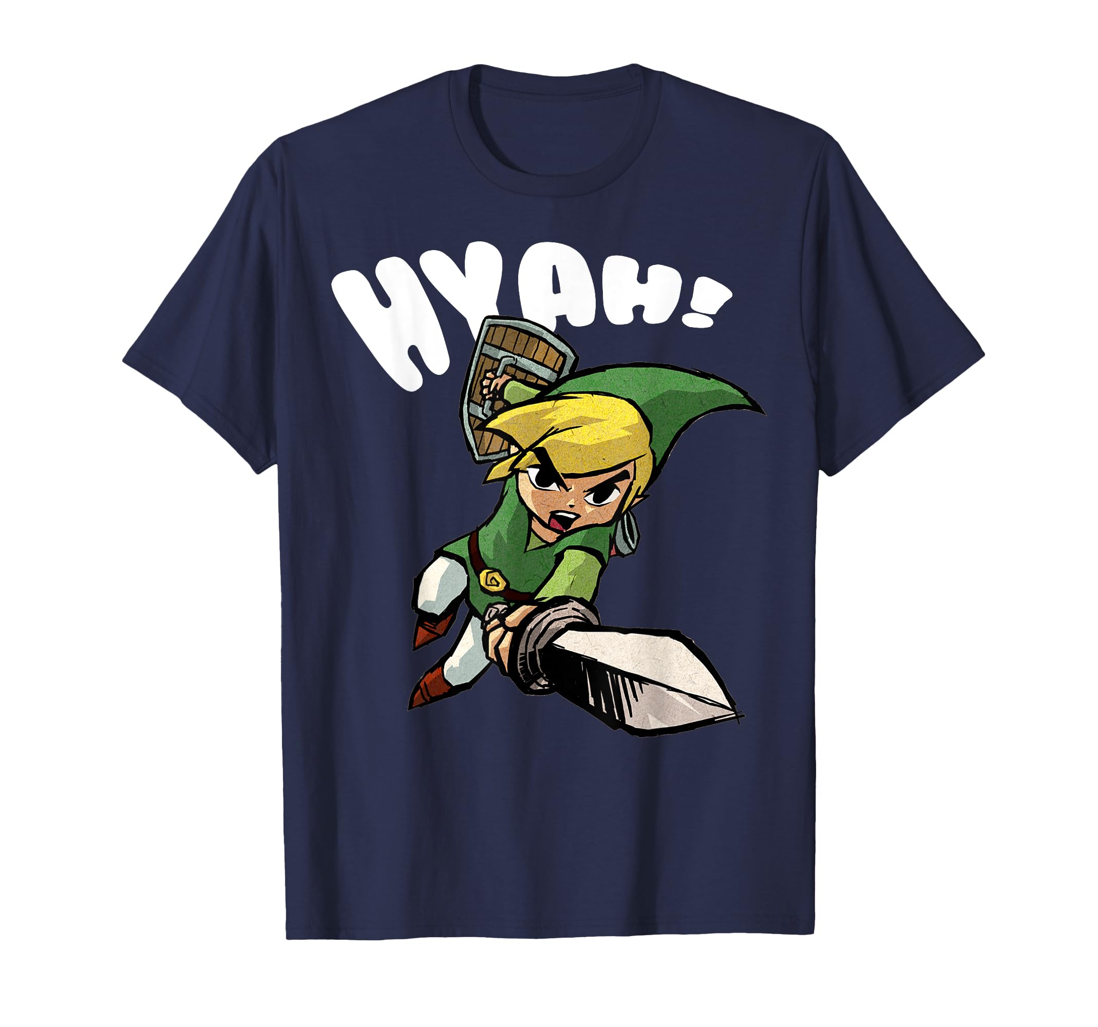 Amazon.com: Nintendo Legend Of Zelda Link Hyah Poster T-Shirt ...