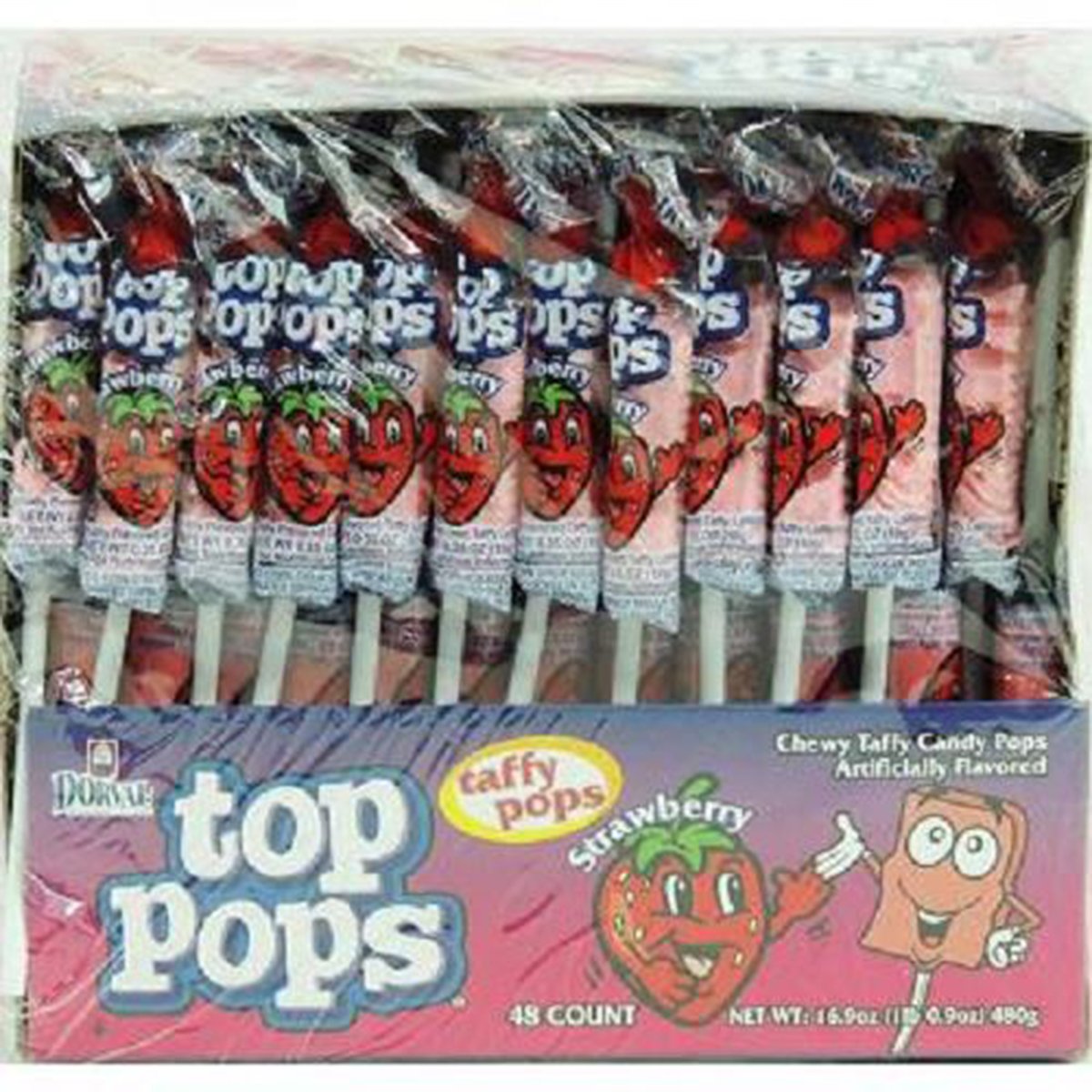 Amazon.com : Top Pops Strawberry Lollipops, 48 Count (SUGAR CANDY ...